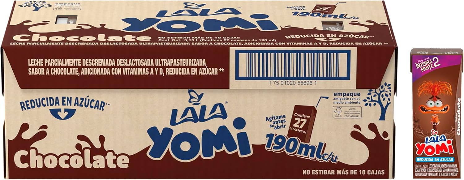 Lala Yomi Leche con Chocolate Descremada, Deslactosada, Ultrapasteurizada y Reducida en azúcar ...