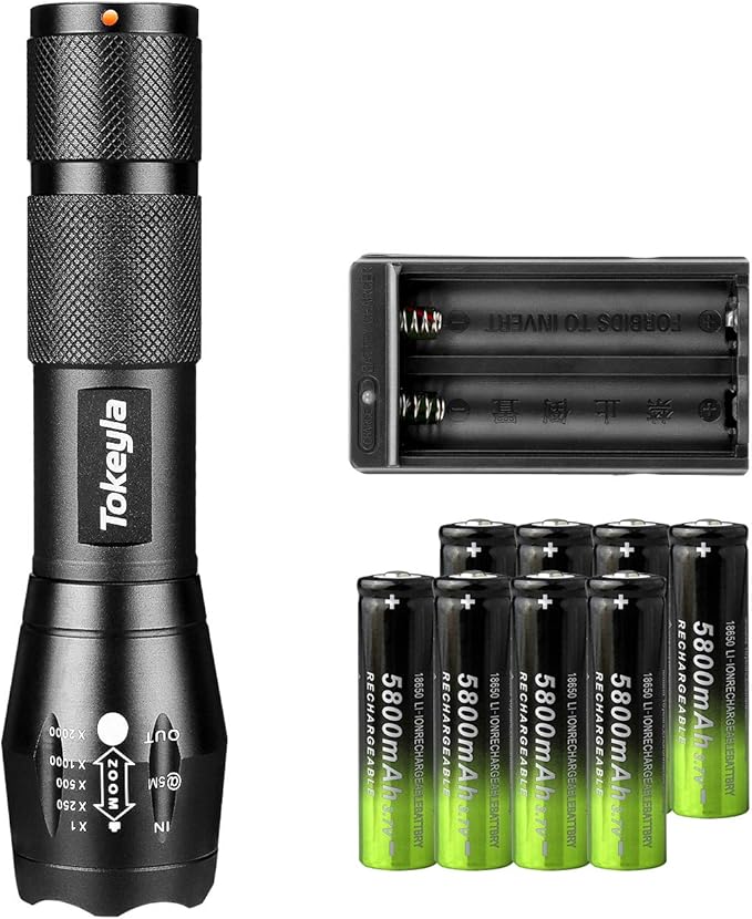 Skywolfeye 18650 Led Flashlight Battery Rechargeable 5 Modes Handheld ...