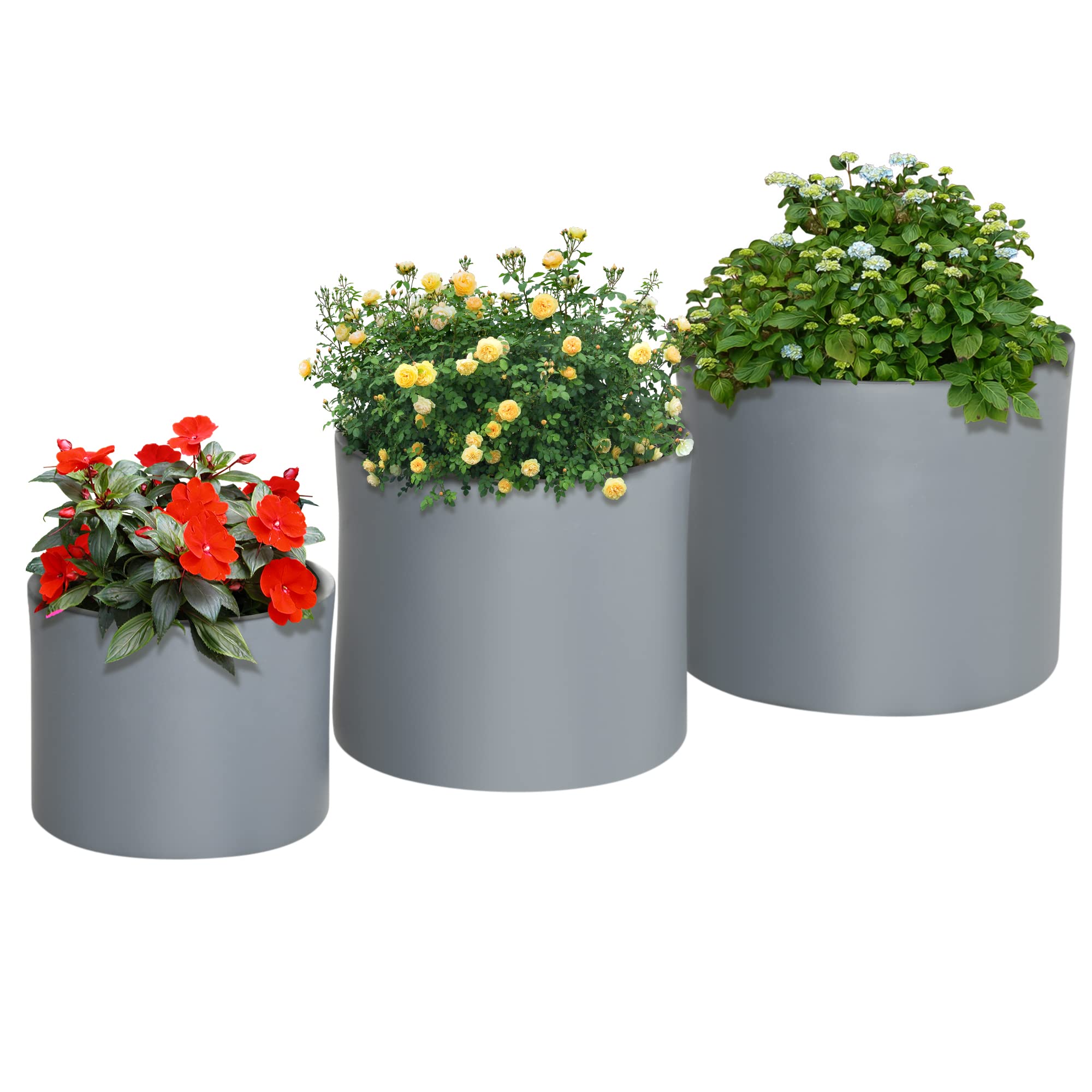 Amazon.com : Outsunny Set of 3 Outdoor Planter Set, 13/11.5/9in, Flower ...