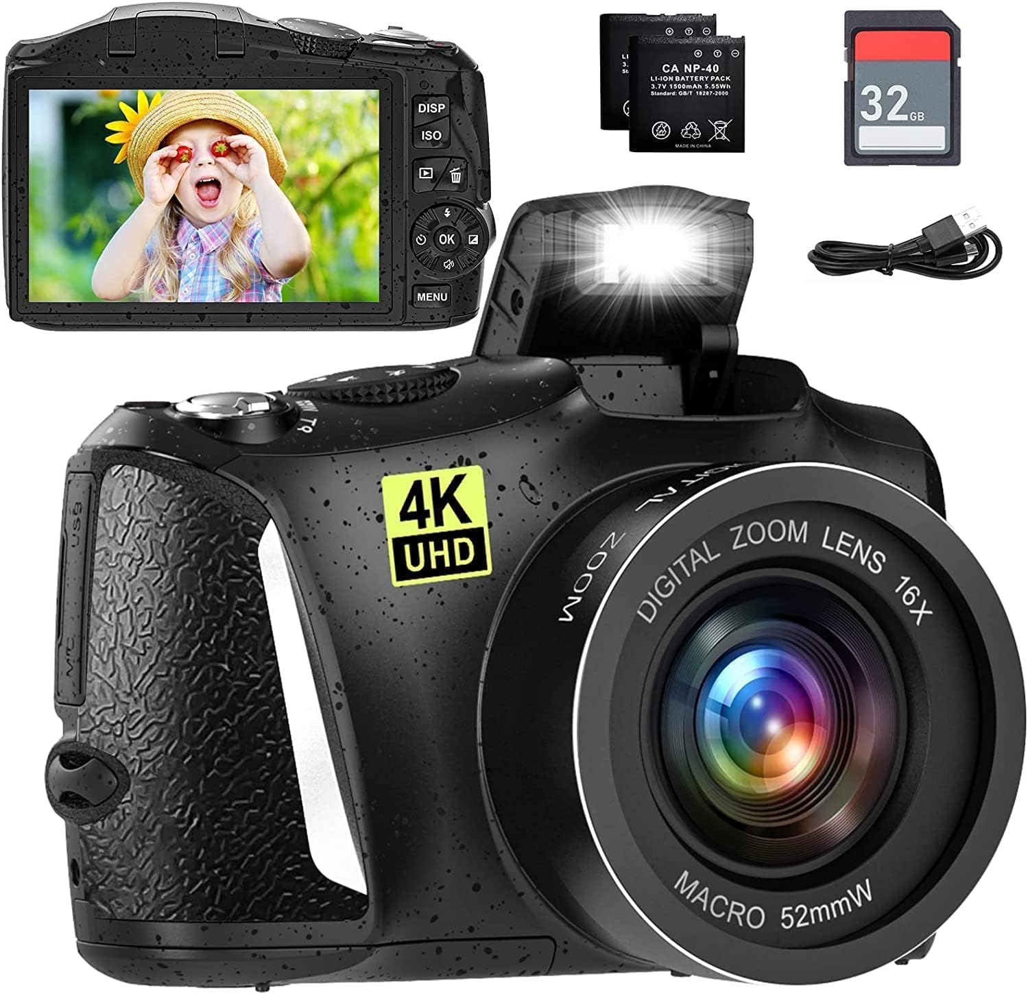 Digital Camera Full HD 4K Video Camera 48MP Compact Camera 16x Digital ...
