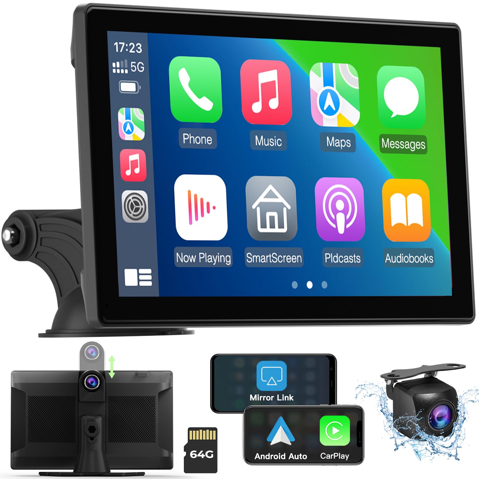 Buy [Upgrade] Wireless Apple Carplay & Android Auto with 2.5K Dash Cam ...