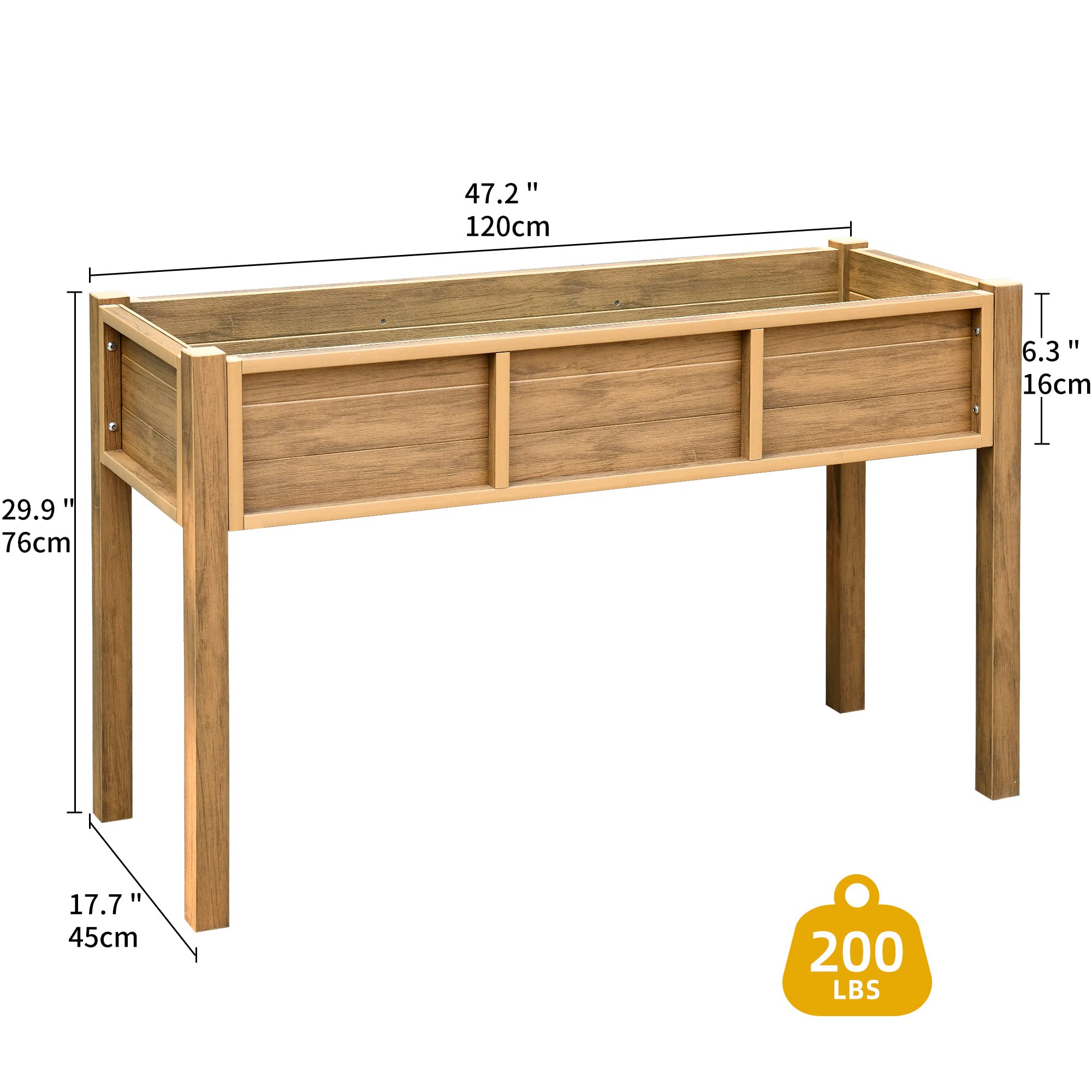 Snapklik.com : DWVO 48x18x30in Raised Garden Bed Kit, Poly Wood Planter ...