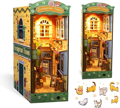 Amazon.com: DIY Book Nook Kit, DIY Dollhouse 3D Wooden Puzzles Booknook ...