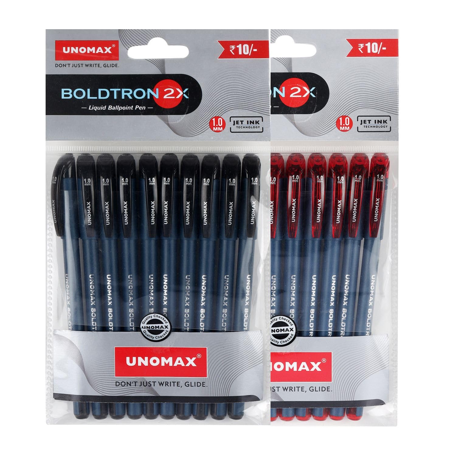 UNOMAX Boldtron 2X 1.0mm Ball Point Pens - Pack of 20 (10 Black & 10 ...