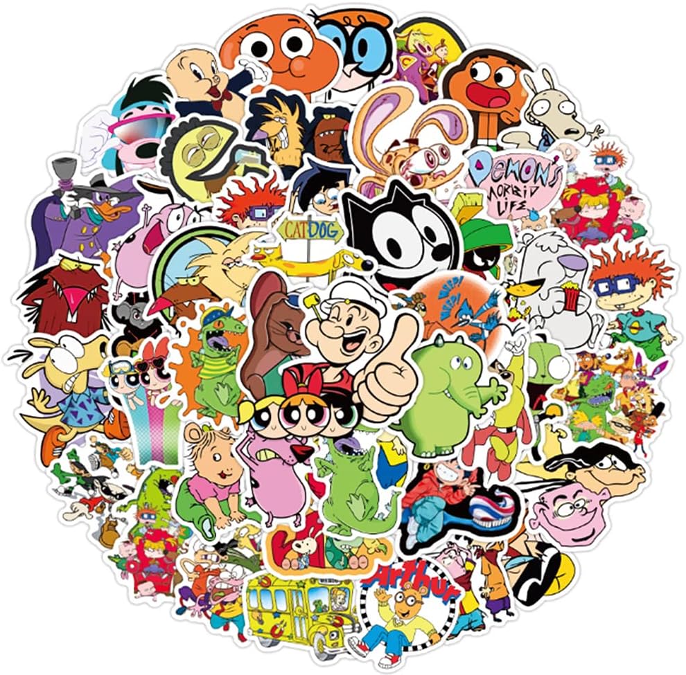 Amazon.com: TWSTYFAL 90s Cartoon,Cool Cartoon Stickers for Kids Water ...