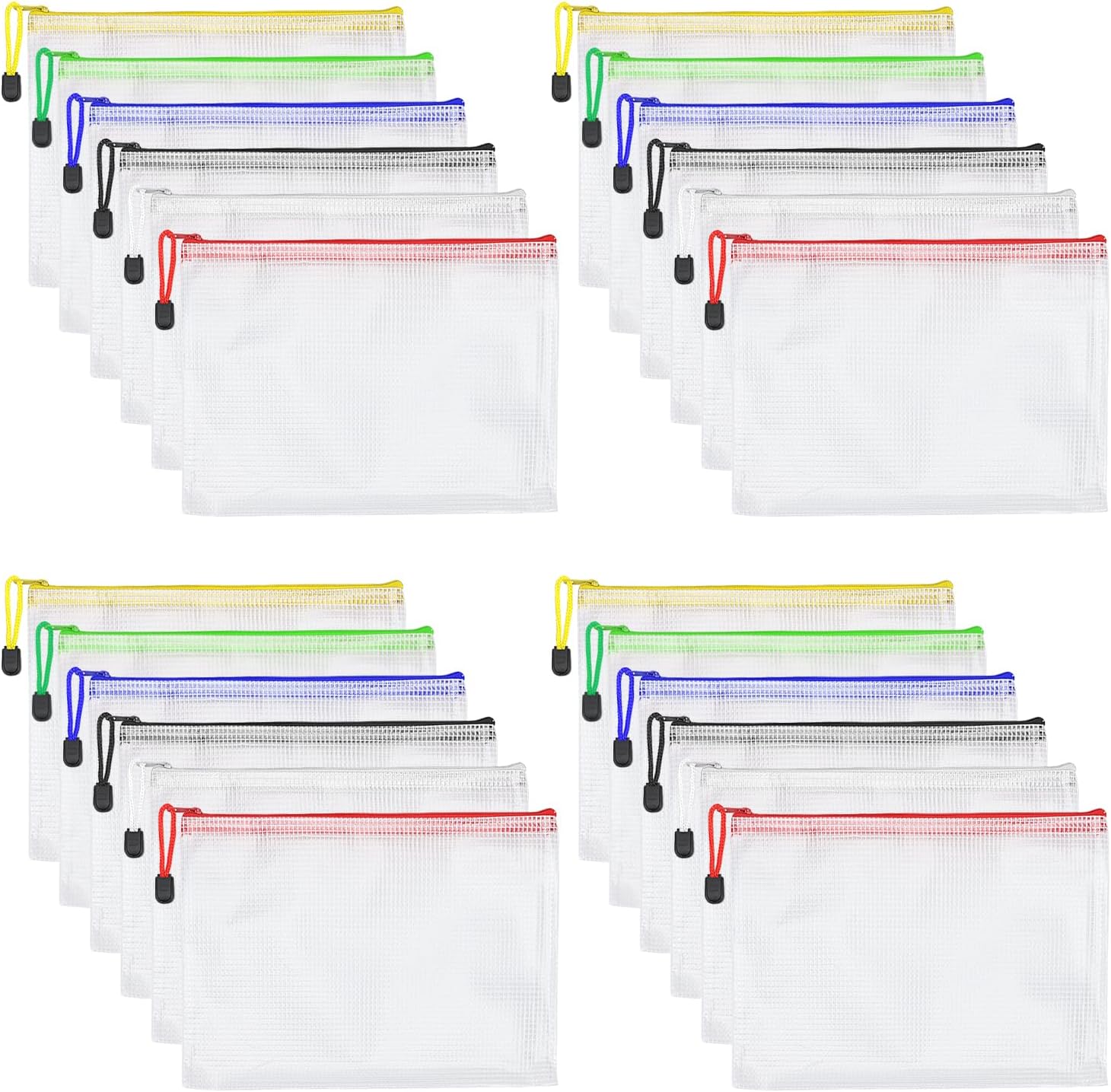 ZEONHAK 48 PCS 6 Colors A5 Mesh File Zip Lock Wallets, Colourful ...