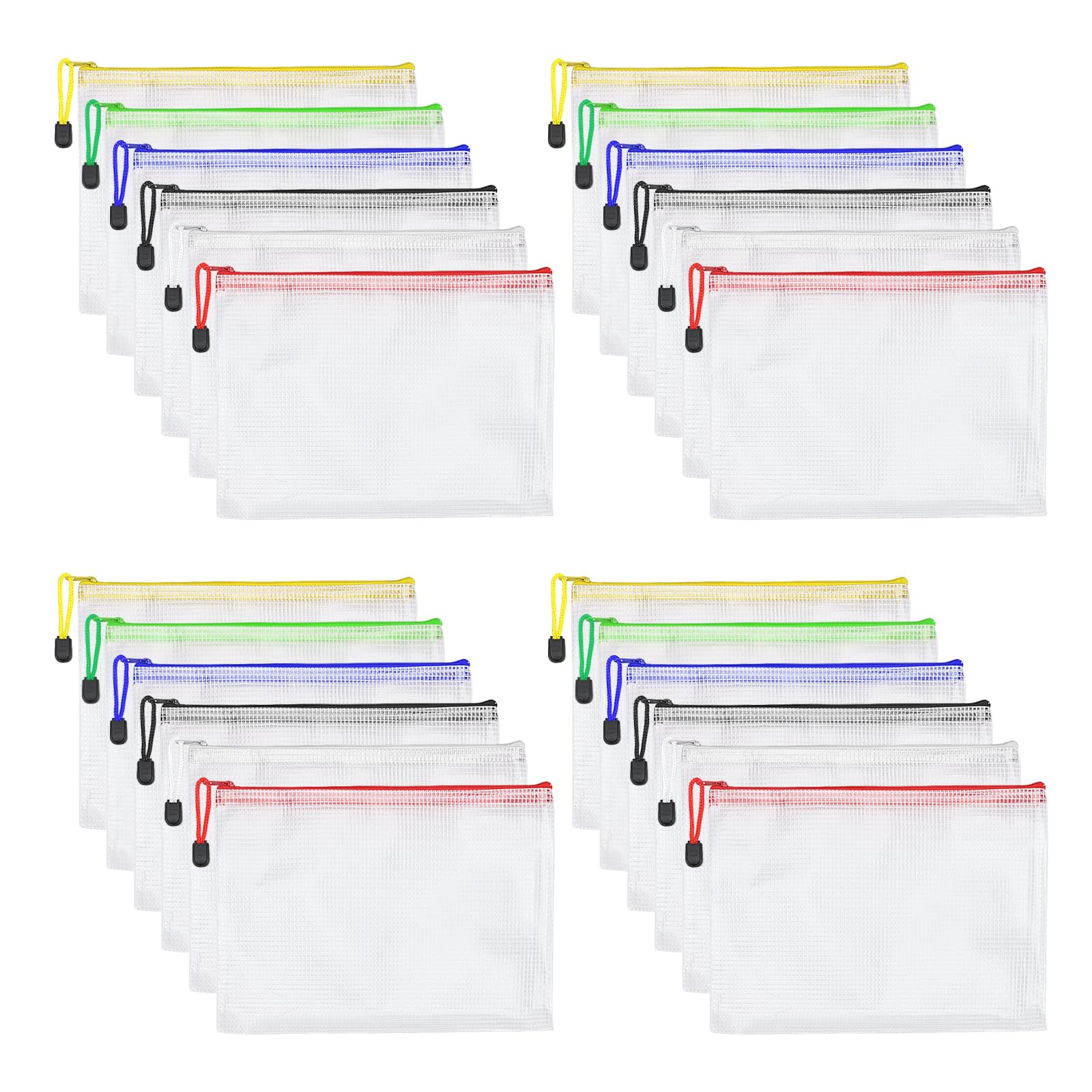 ZEONHAK 48 PCS 6 Colors A5 Mesh File Zip Lock Wallets, Colourful ...