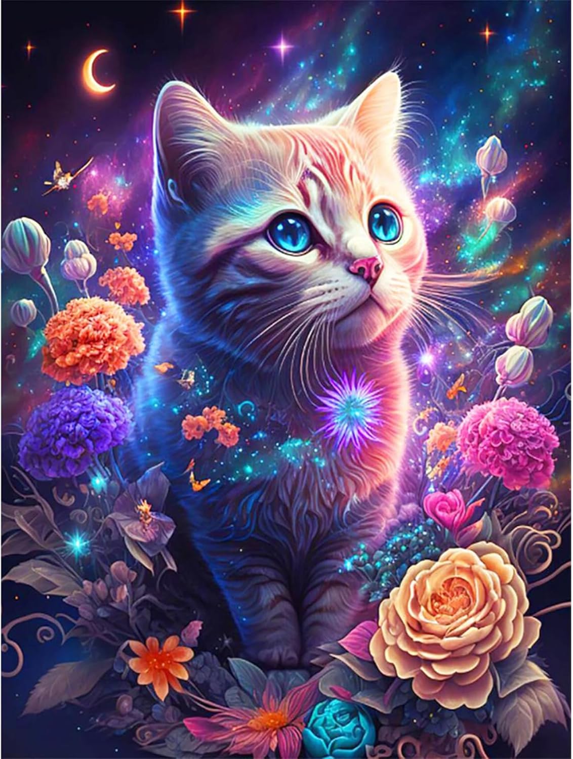 Amazon.com: Cat Diamond Painting Kits for Adults-Flower Diamond Art ...