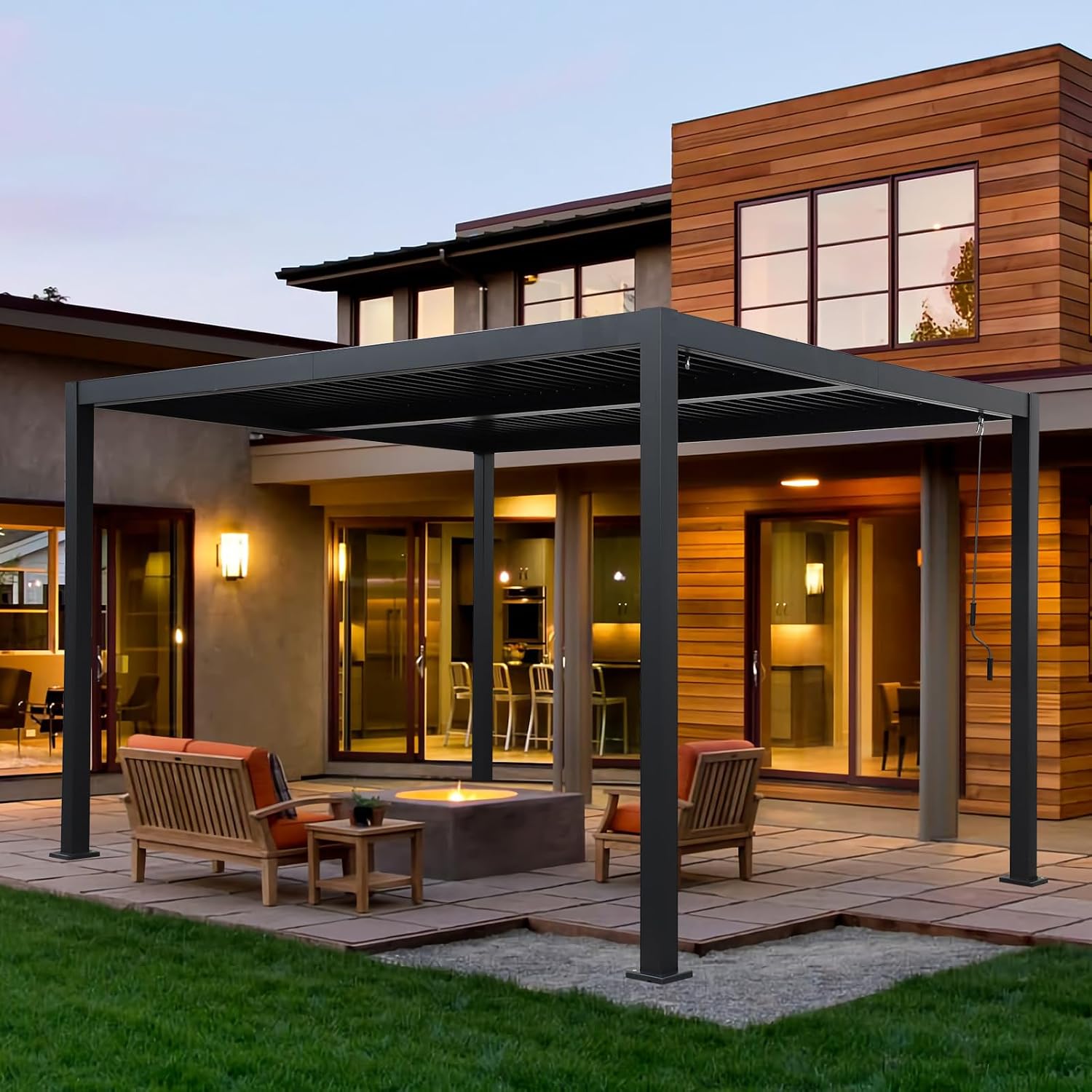 Amazon.com: LVUYOYO Outdoor Louvered Pergola 10' x 13', Aluminum Patio ...