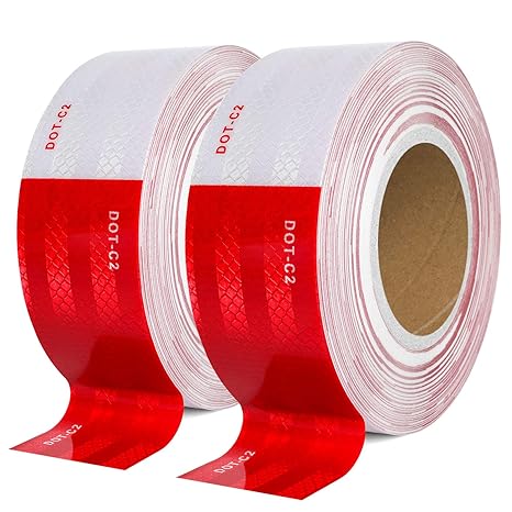 DOT-C2 Reflective Safety Tape 2 Inch x 200 Feet Red/White Conspicuity Tape for Vehicles ...