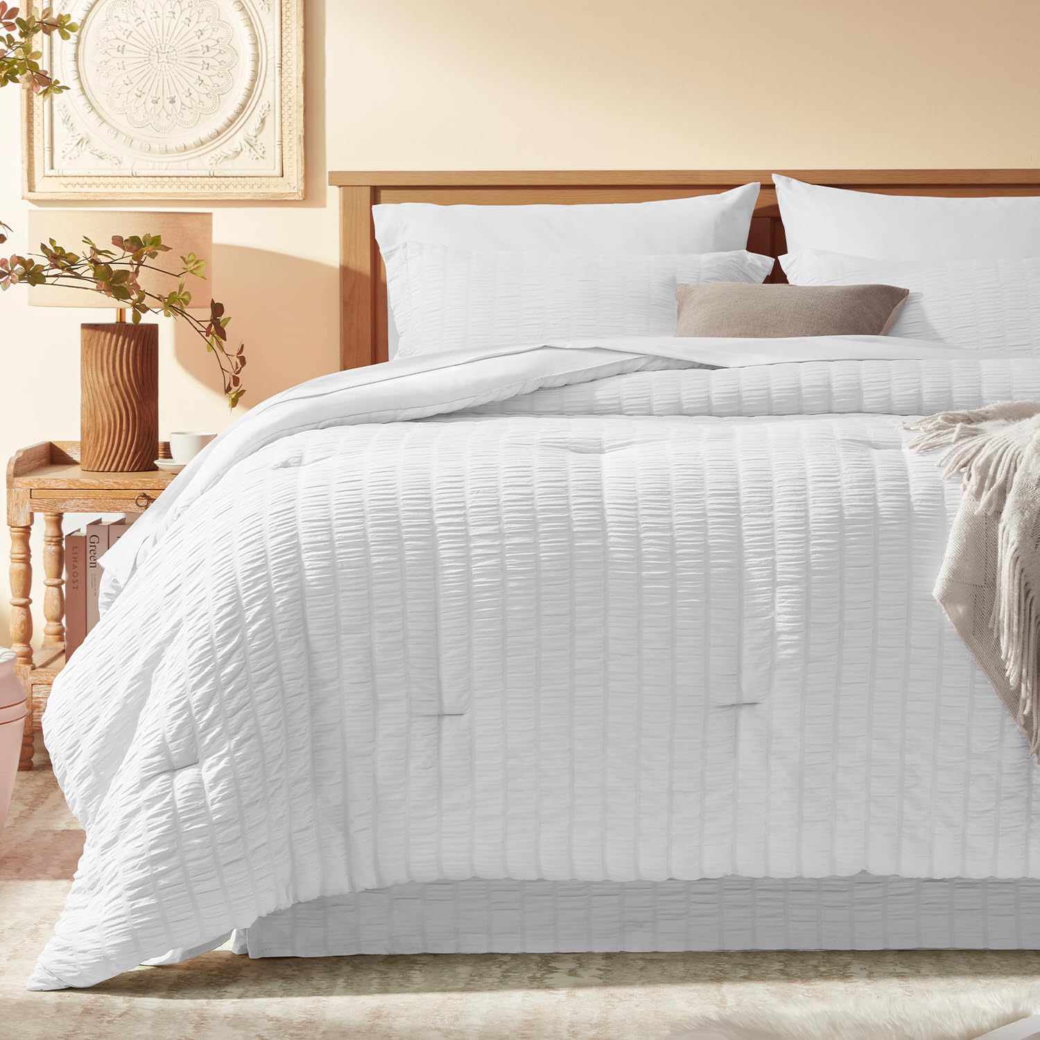 Amazon.com: Laojin Balhen Full Size Comforter Set 8 Pieces, Seersucker ...