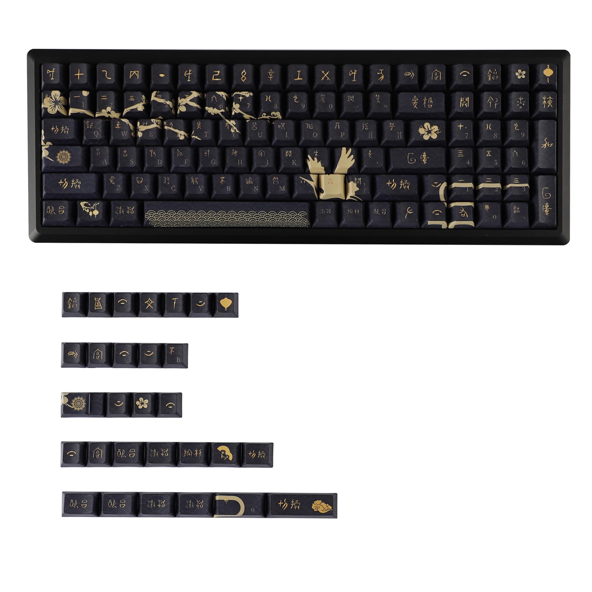 Amazon.com: YMDK Dawn Theme Keycaps Black Gold PBT Dye Sub Cherry ...