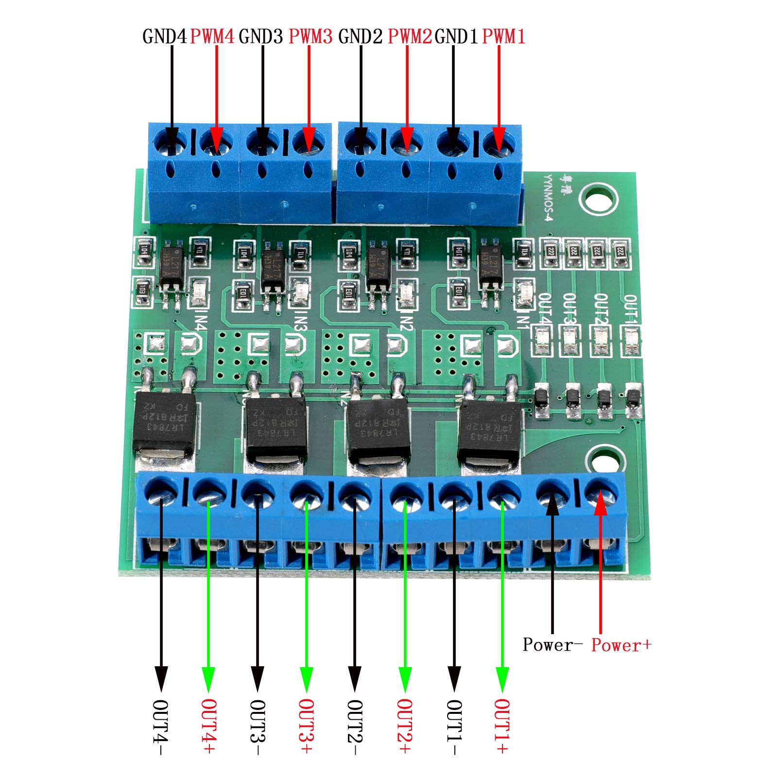 Snapklik.com : MOSFET Trigger Switch 4 Channel Drive Module 400W DC 3.7-27V 10A Large Power PWM ...