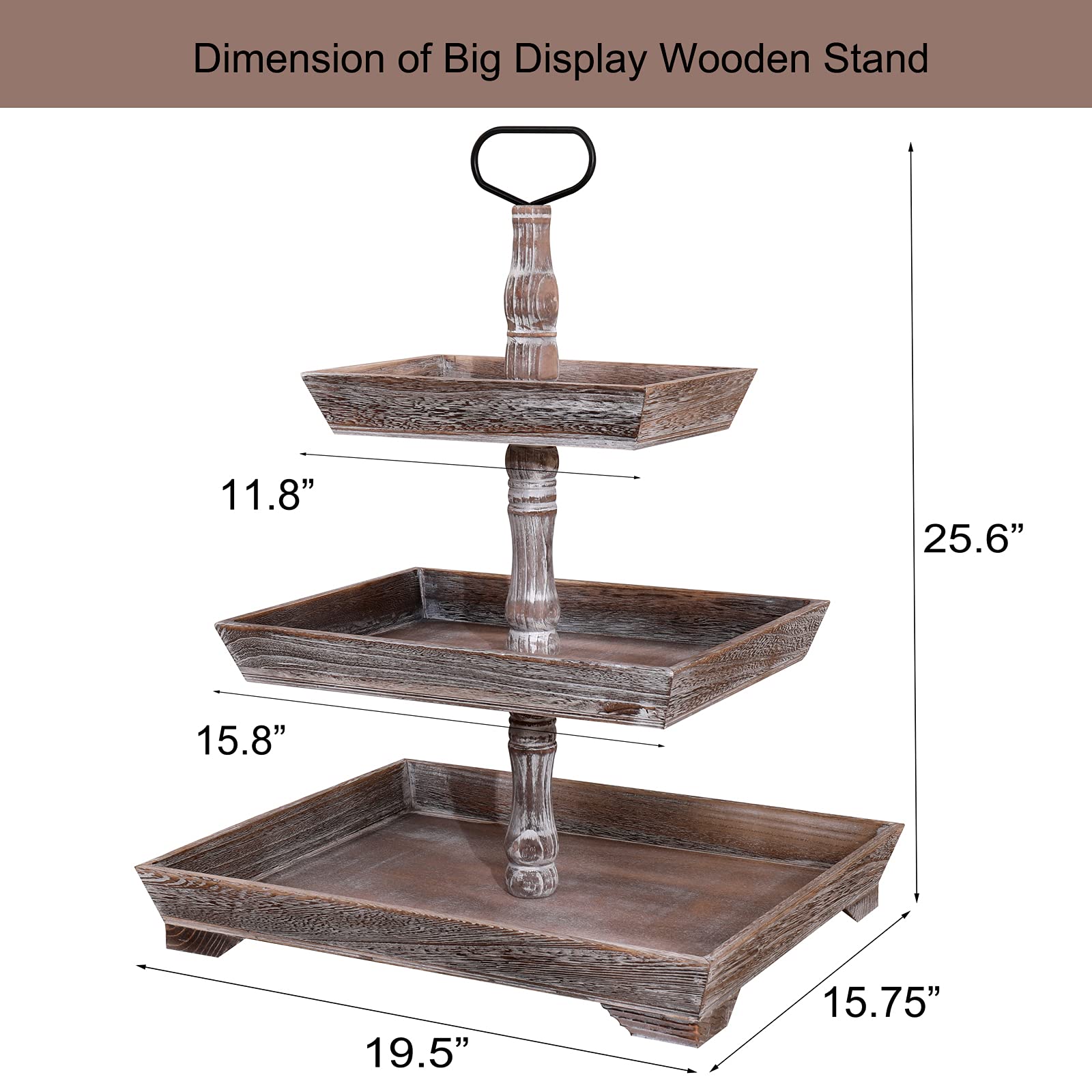 3 Tier Serving Tray Rectangle Tiered Tray Decorative 3 Tier Wood ...