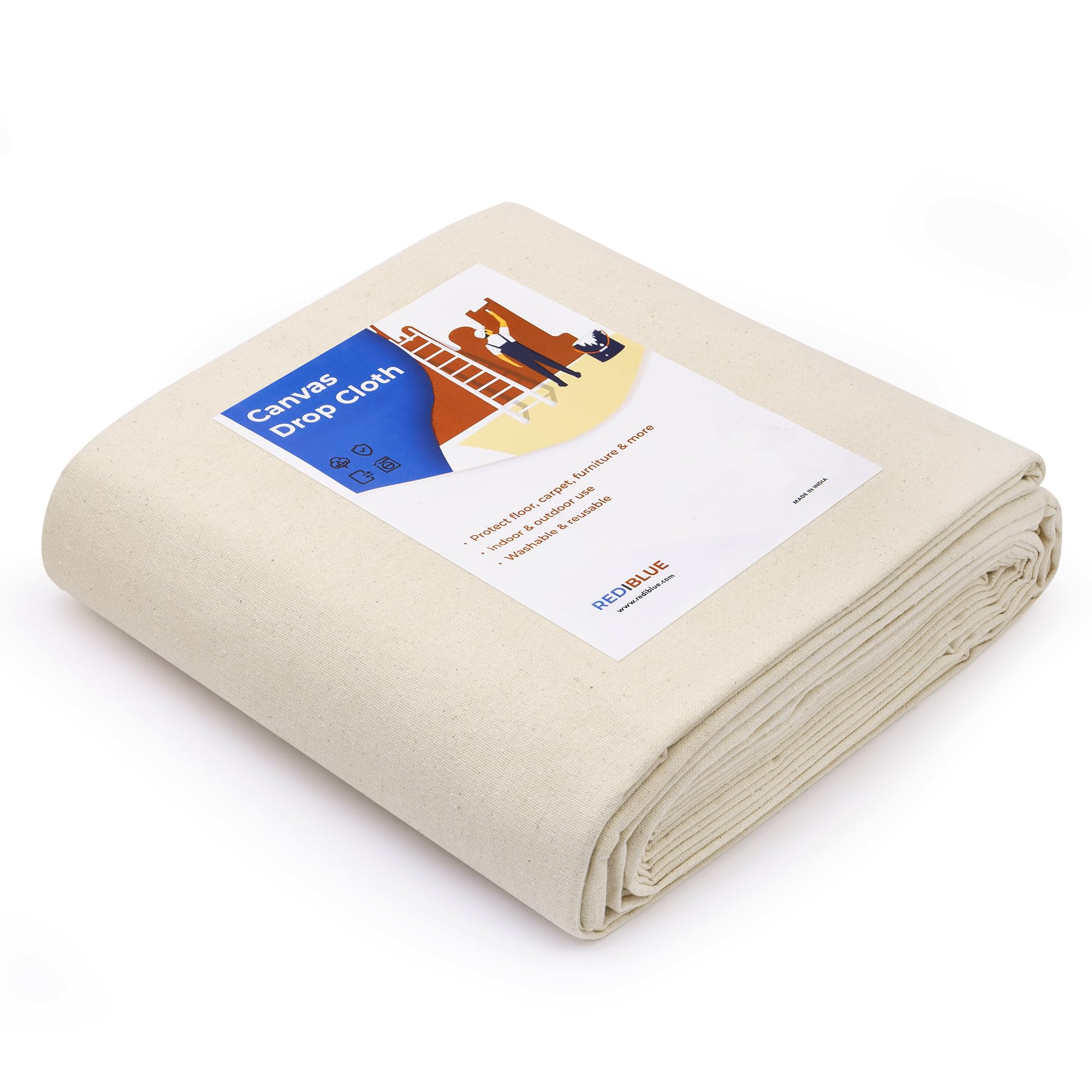 REDIBLUE Canvas Drop Cloth for Painting - Washable, Durable, Highly ...