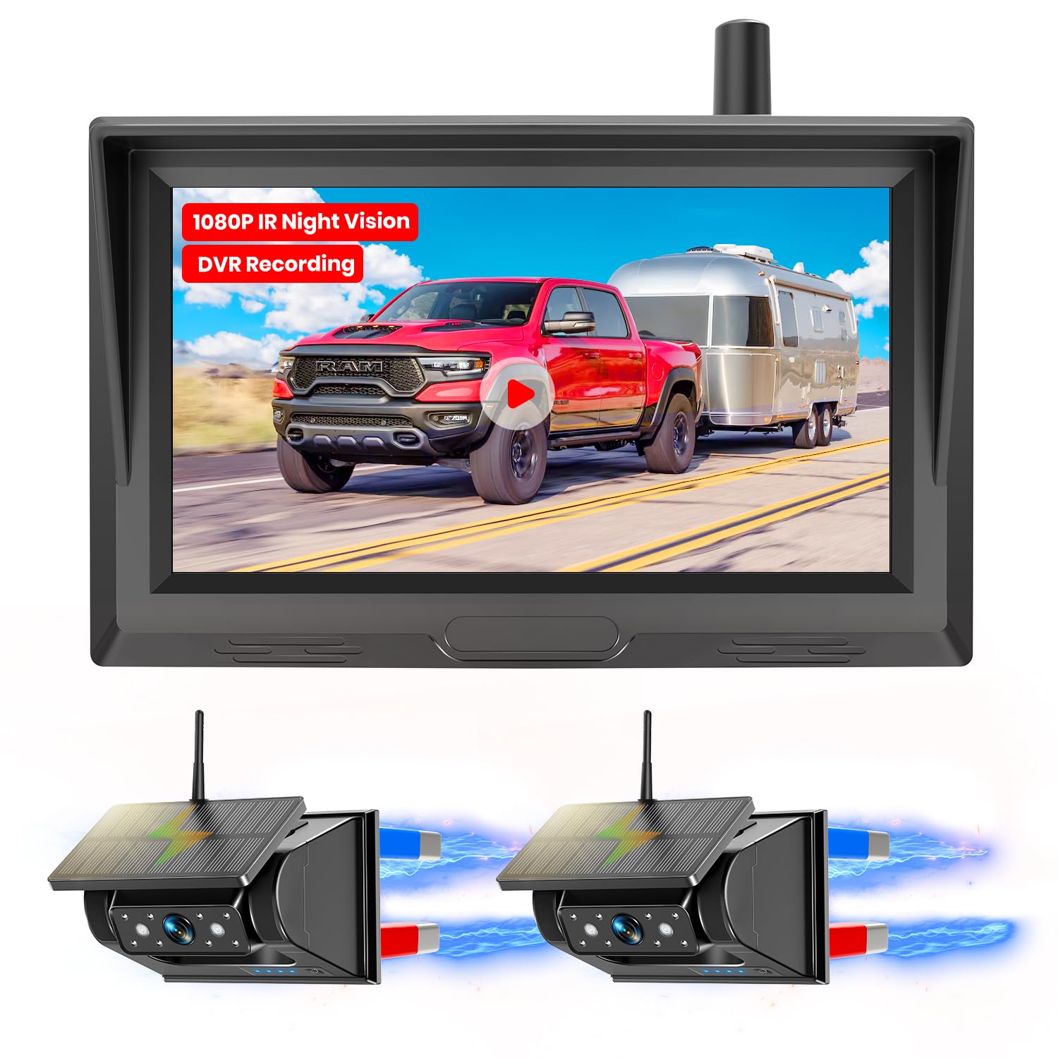 Amazon.com: 2 Magnetic Wireless Solar Backup Camera HD1080P 1 Mins DIY ...