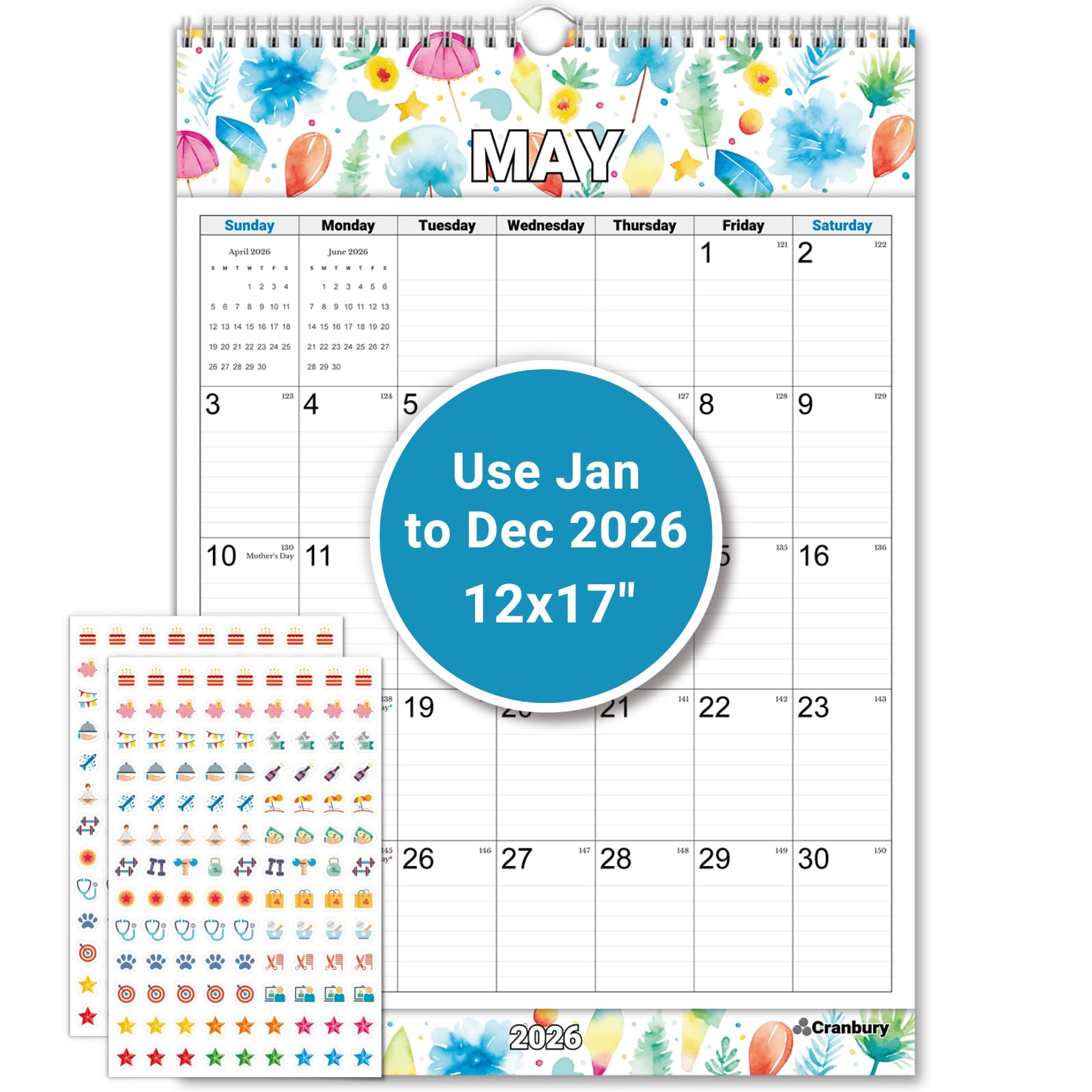 Snapklik.com : Large Wall Calendar 2026, 12x17" Big Grid Calendar ...