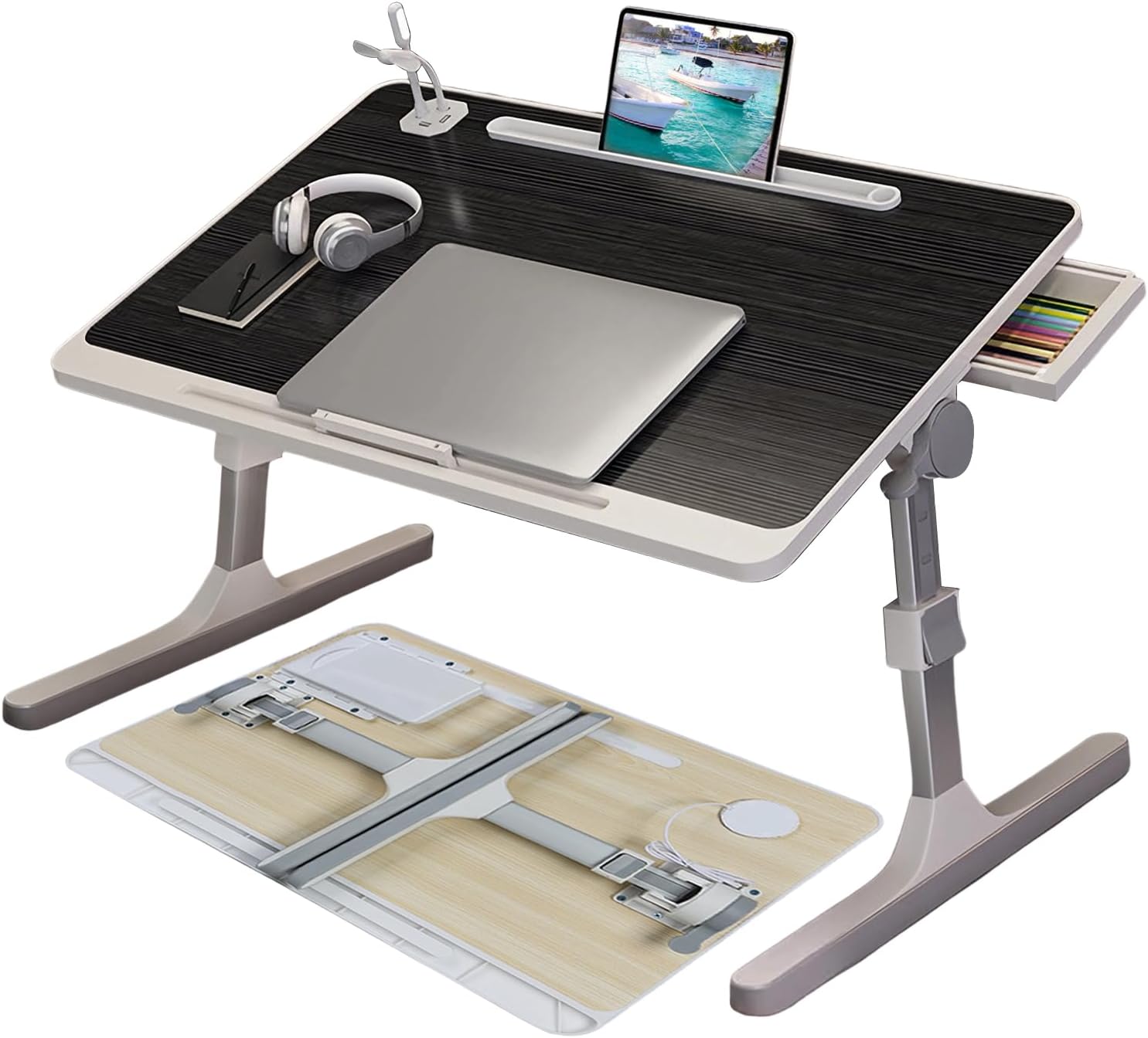 Amazon.com: GIFZES Folding Lap Desk Laptop Stand for Bed, Height ...