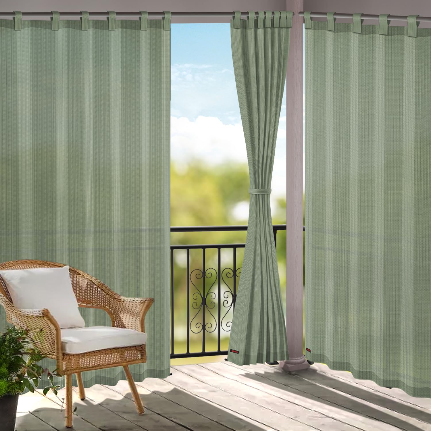 HIPPO - PE 95% Outdoor Sun Blocking Balcony Curtains, Tab-Top, UV ...