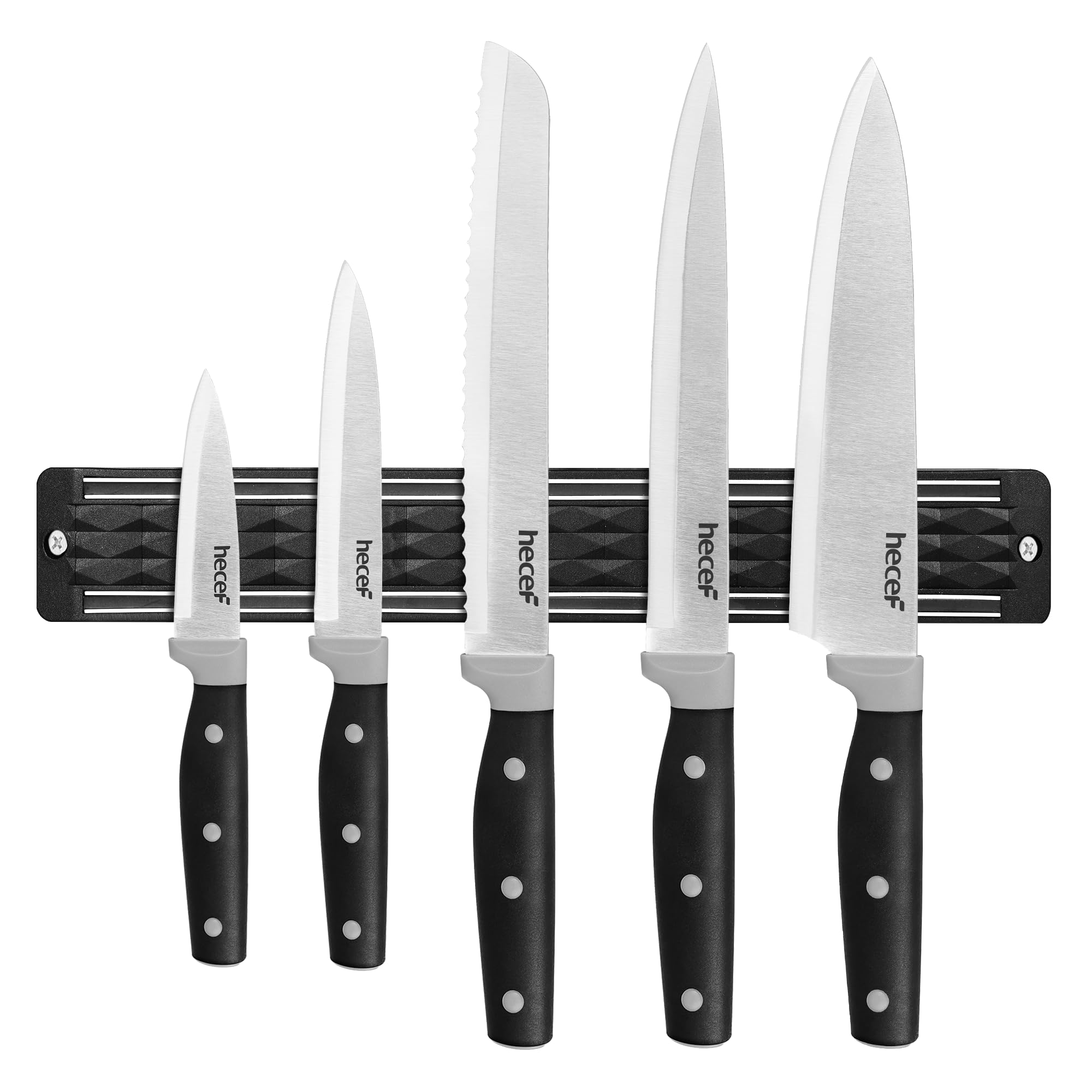 hecef Kitchen Knife Set with Magnetic Strip, 6-Peice Professional ...