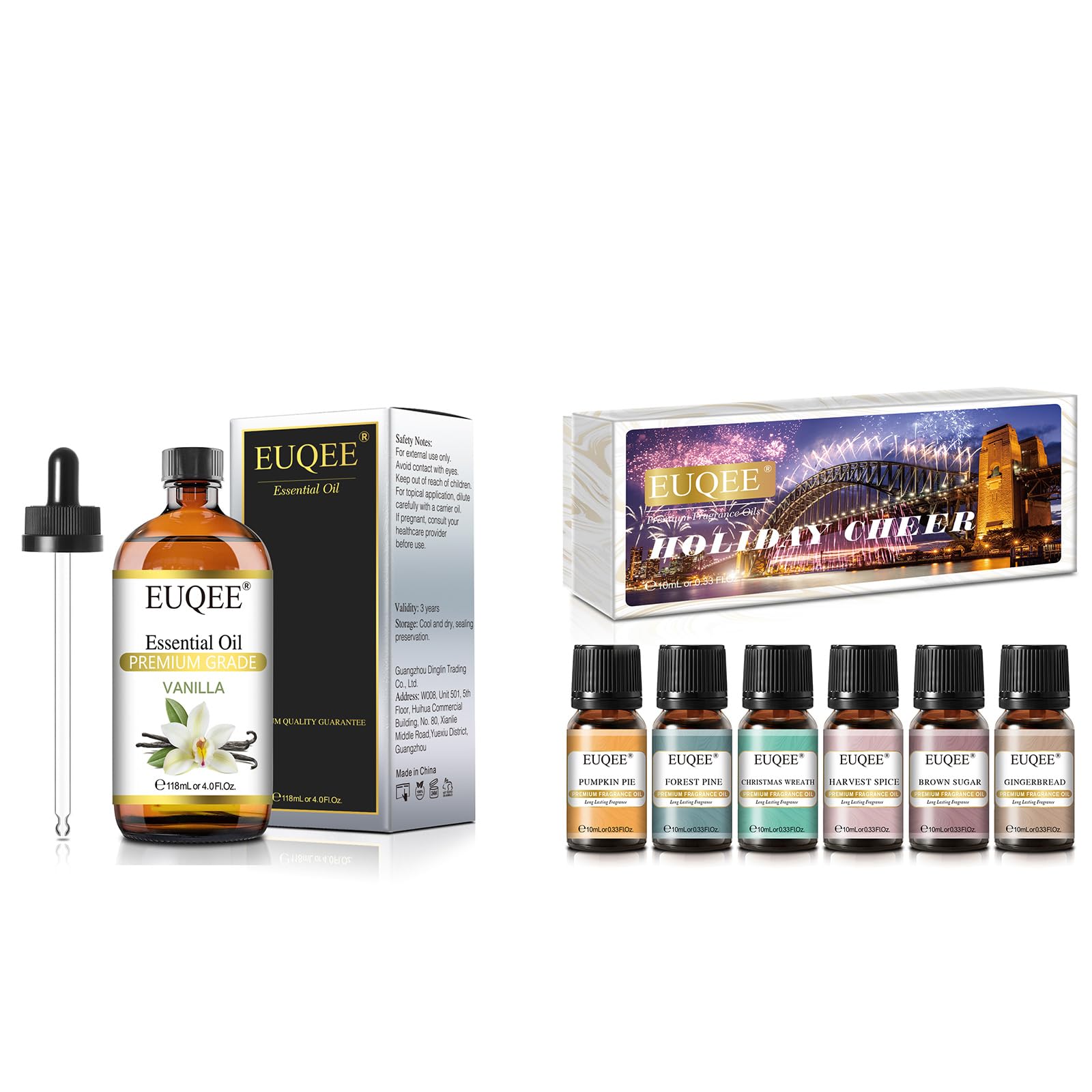Amazon.com: EUQEE Vanilla Essential Oil 118 ml & Holiday Cheer Premium ...