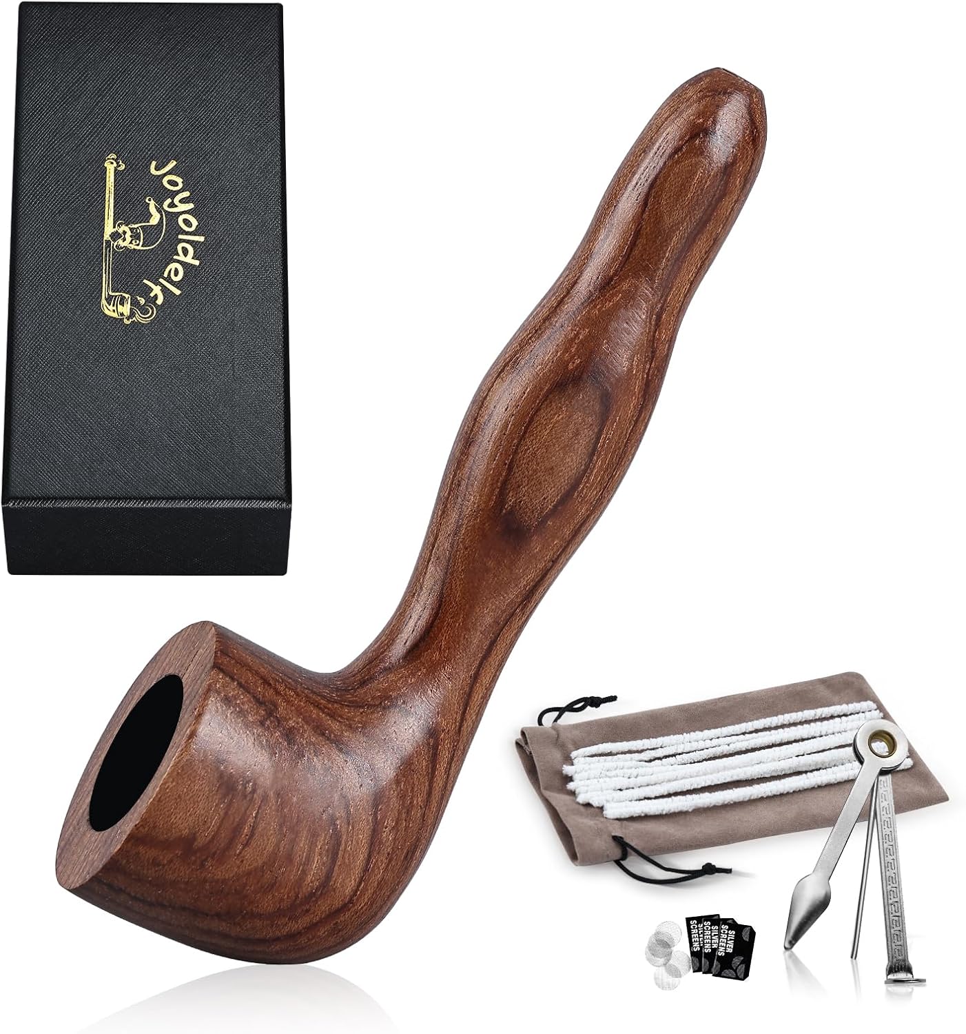 Amazon.com: Joyoldelf Redwood Tobacco Pipe Set - Handmade Billiard ...