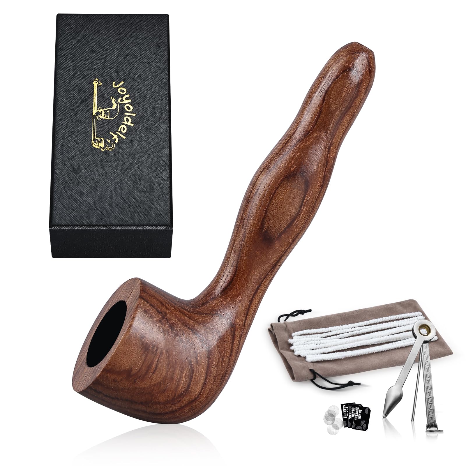 Amazon.com: Joyoldelf Redwood Tobacco Pipe Set - Handmade Billiard ...