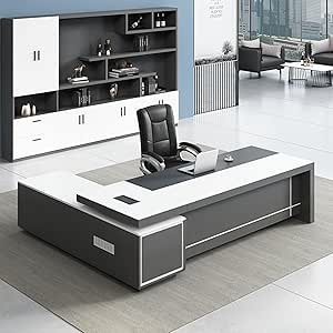 Amazon.com: OUDINI Rectangular L Shaped Desk Home Office Executive Desk ...