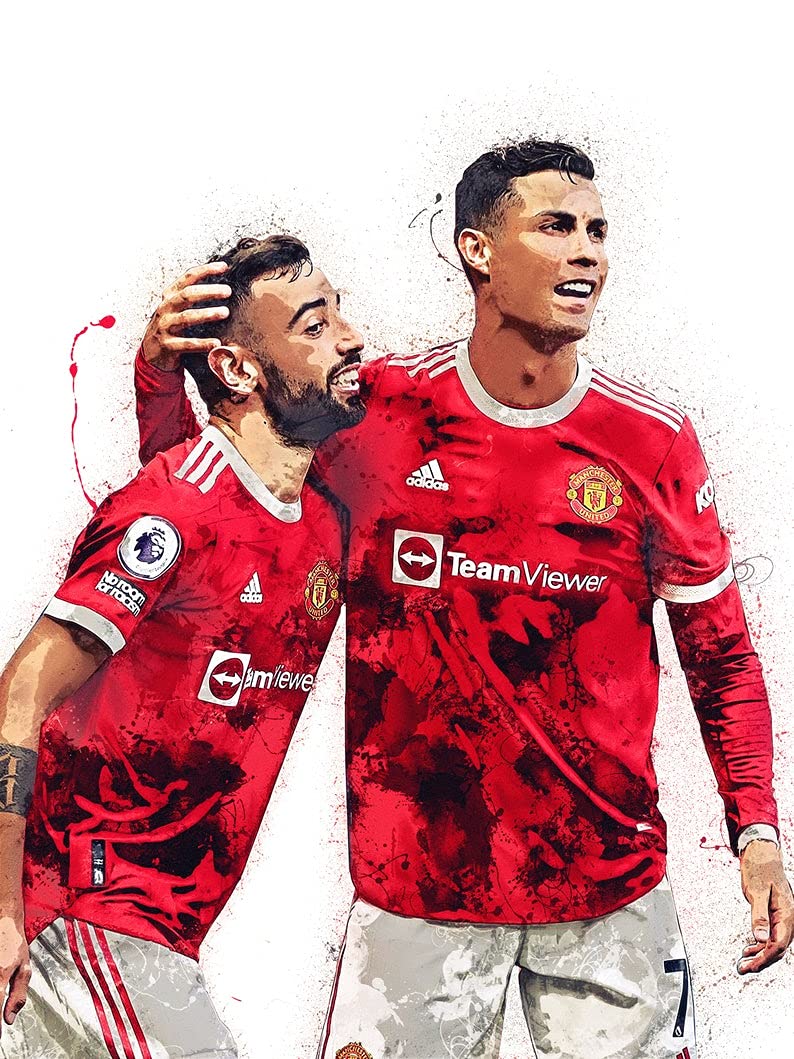 Cristiano Ronaldo Bruno Fernandes Poster Manchester United Canvas ...