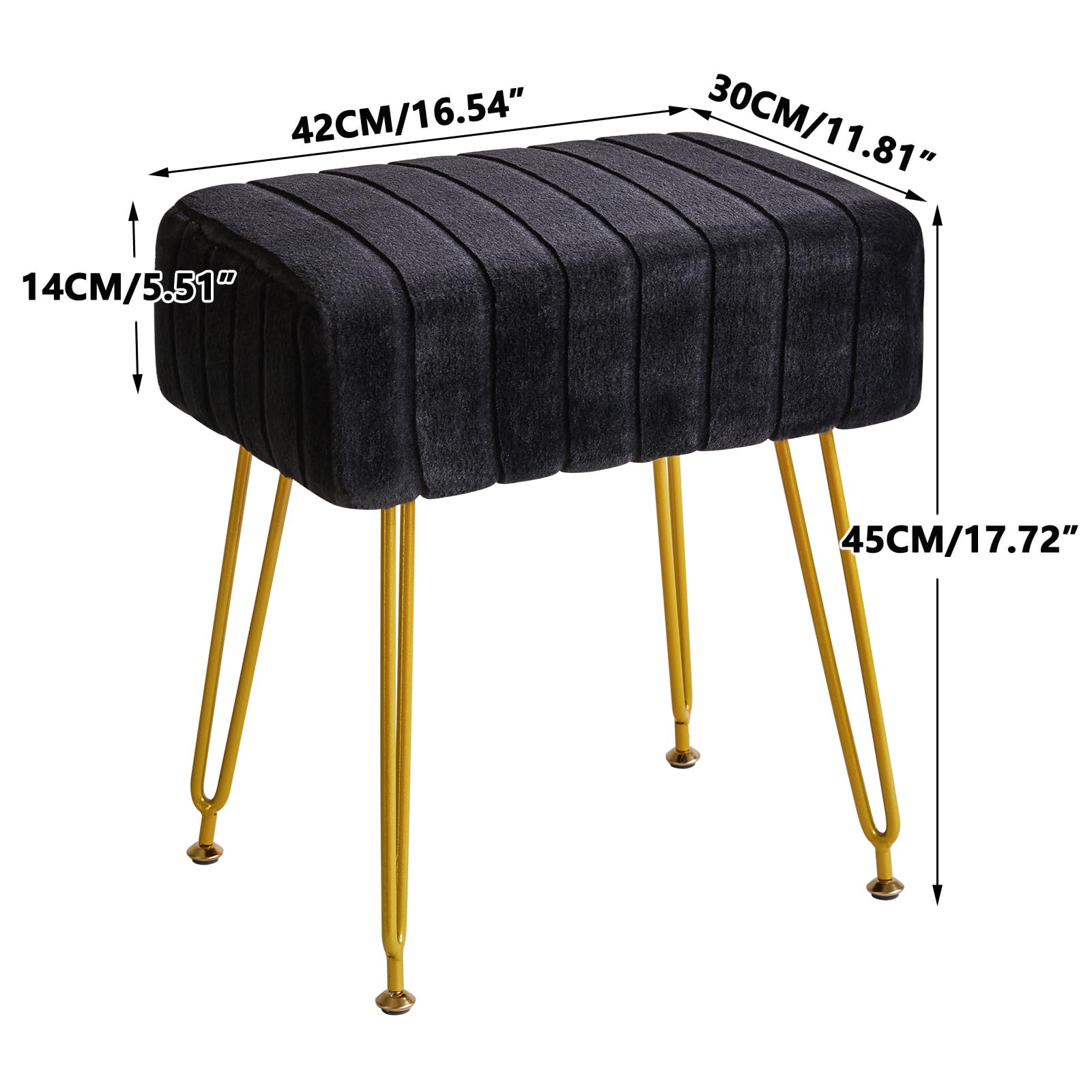 Snapklik.com : Velvet Rectangular Footrest Stool Ottoman, Makeup Vanity ...