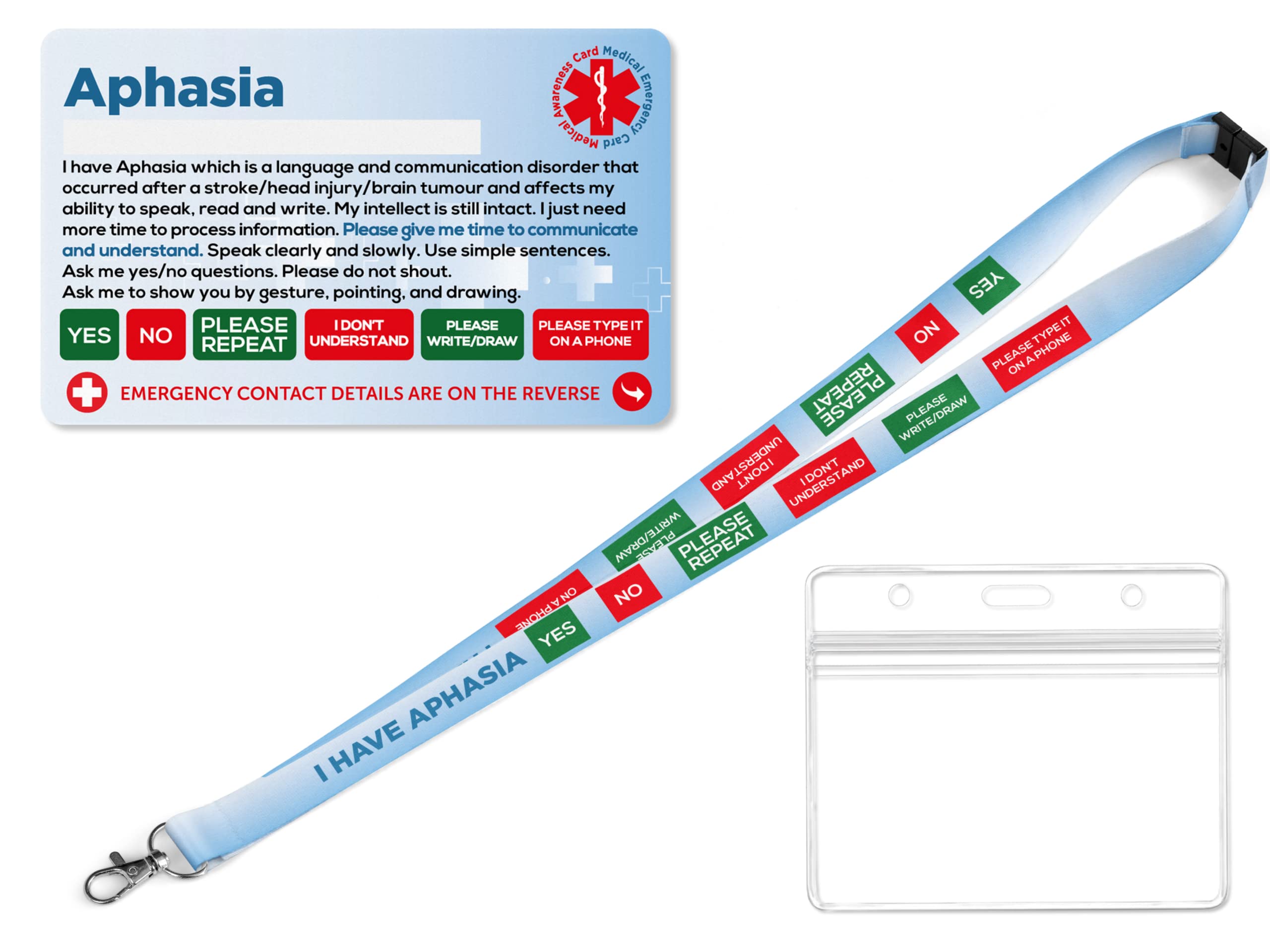Cukko's Aphasia Medical Emergency Card Aphasia Medical Awareness Card ...