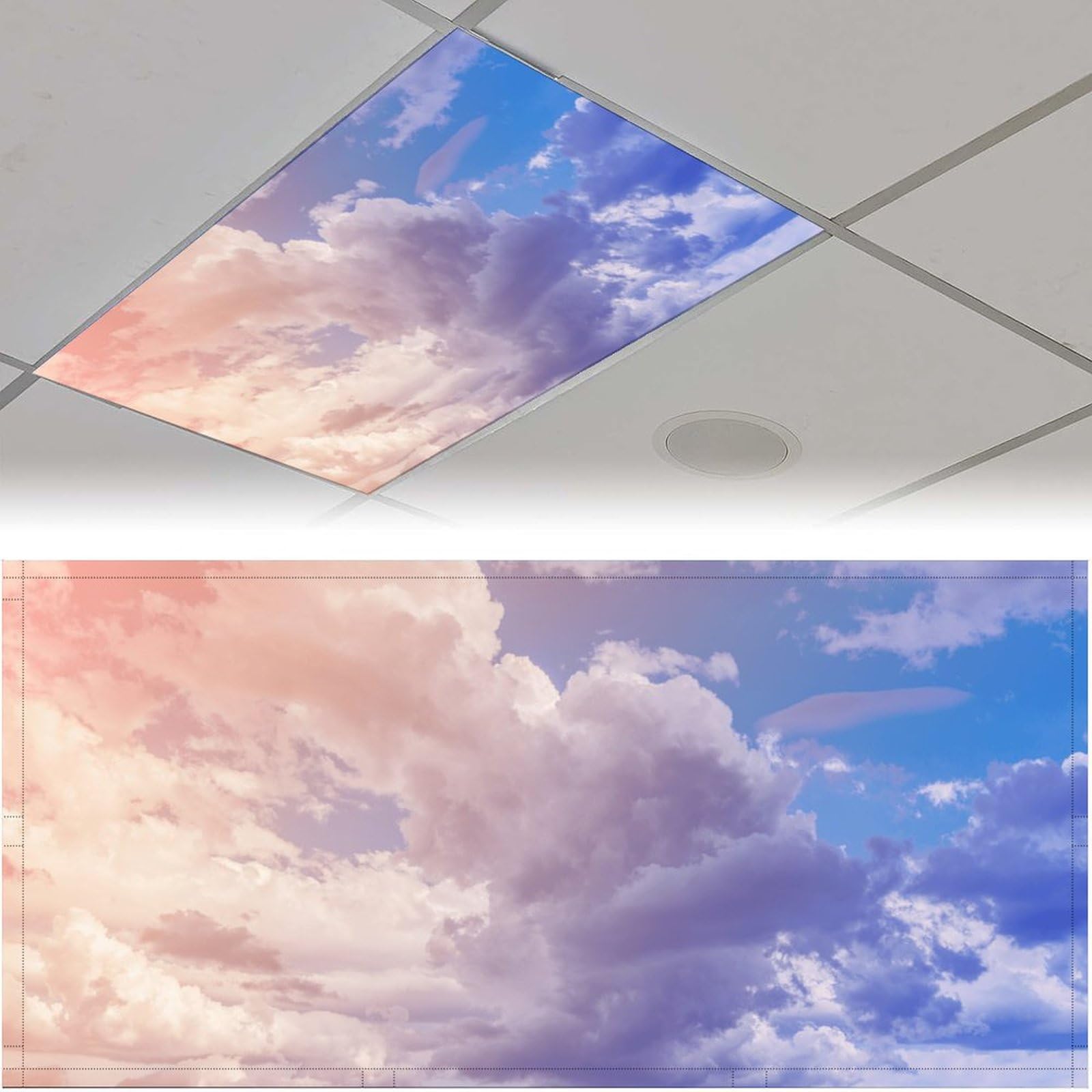 2PCS Fluorescent Light Cover for Ceiling Light Classroom-Cloud Magnetic ...