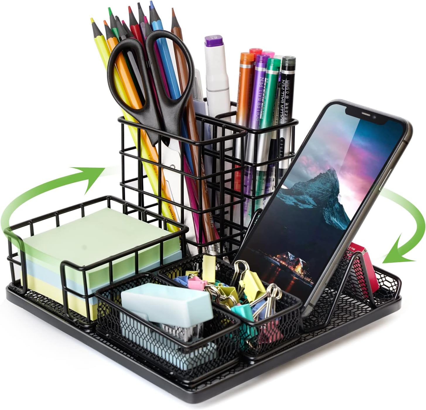 YOUHODA Stifthalter für Schreibtisch mit Handyhalterung, 360 ...