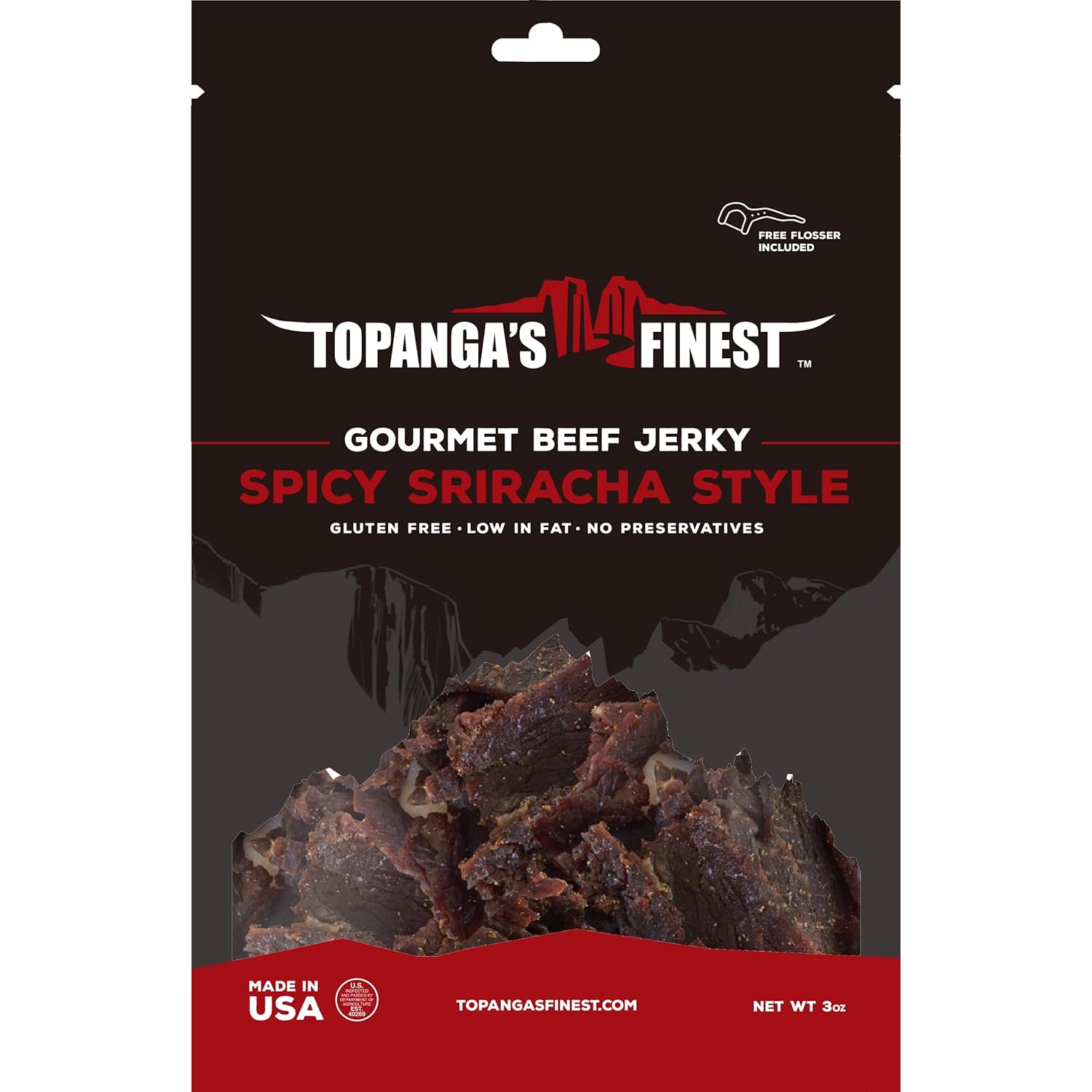 Amazon.com: Topanga's Finest Spicy Sriracha Beef Jerky (3oz, 1 pack ...