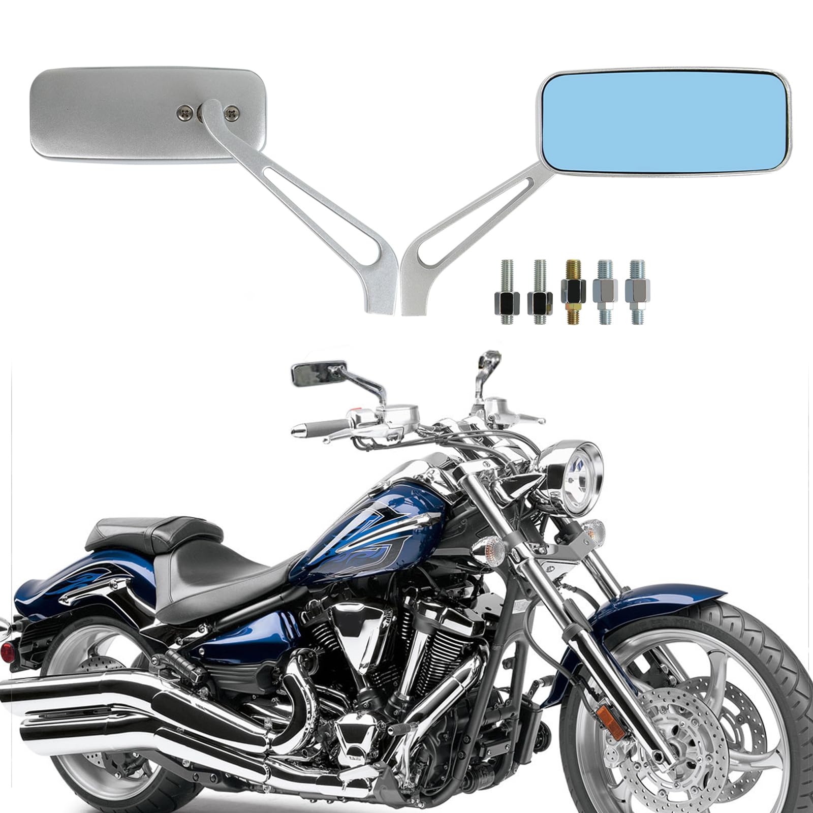Snapklik.com : Devilmotor Black Rectangle Motorcycle Bobber Mirrors For ...