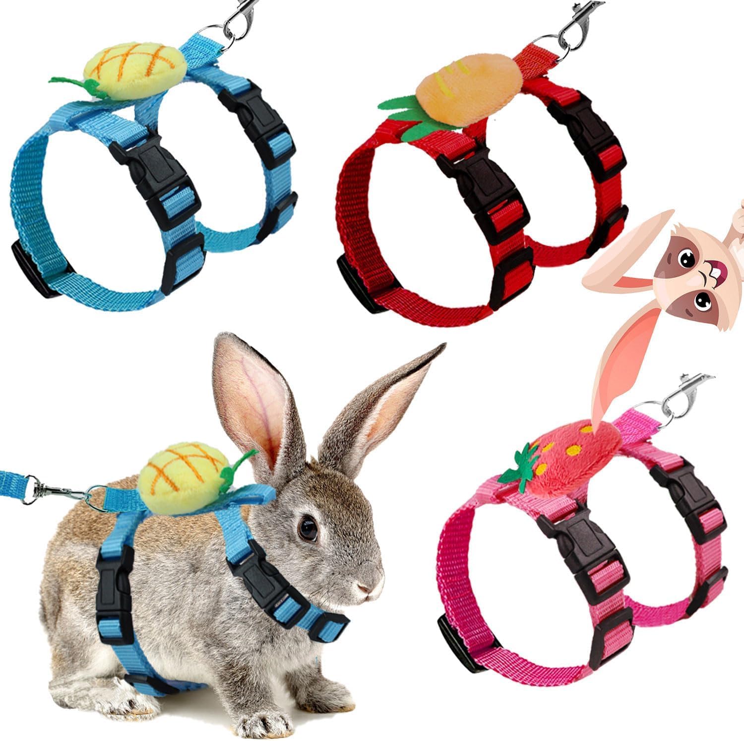 Amazon.com : 3 Pieces Adjustable Rabbit Harness and Leash Bunny Harness ...