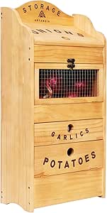 Amazon.com: Potato Onion Storage Bin Pine Wood Veggie Bin for Potato ...