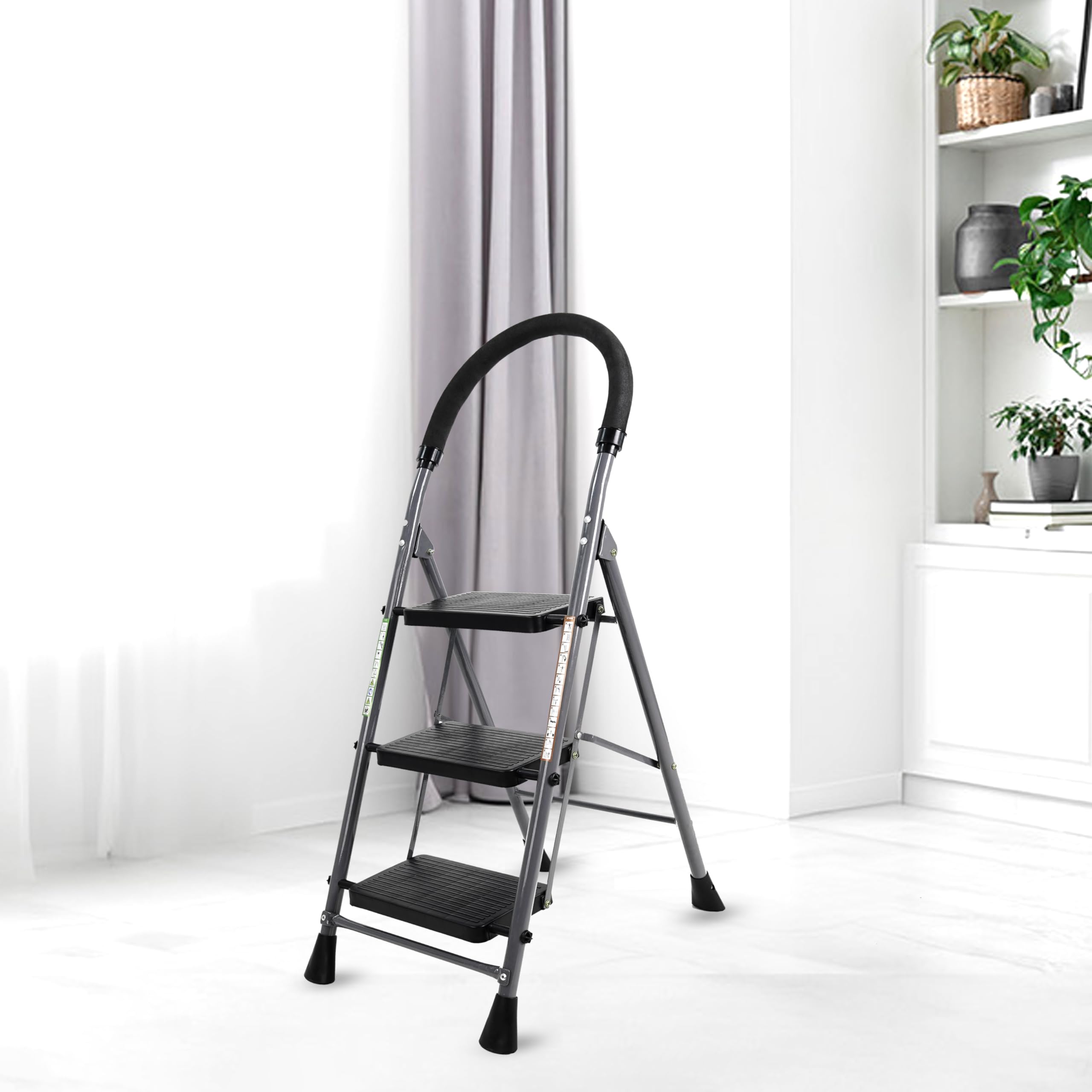 LEOPAX 3 Step Ladder - Safety-Clutch Lock Foldable Step Ladder for Home ...