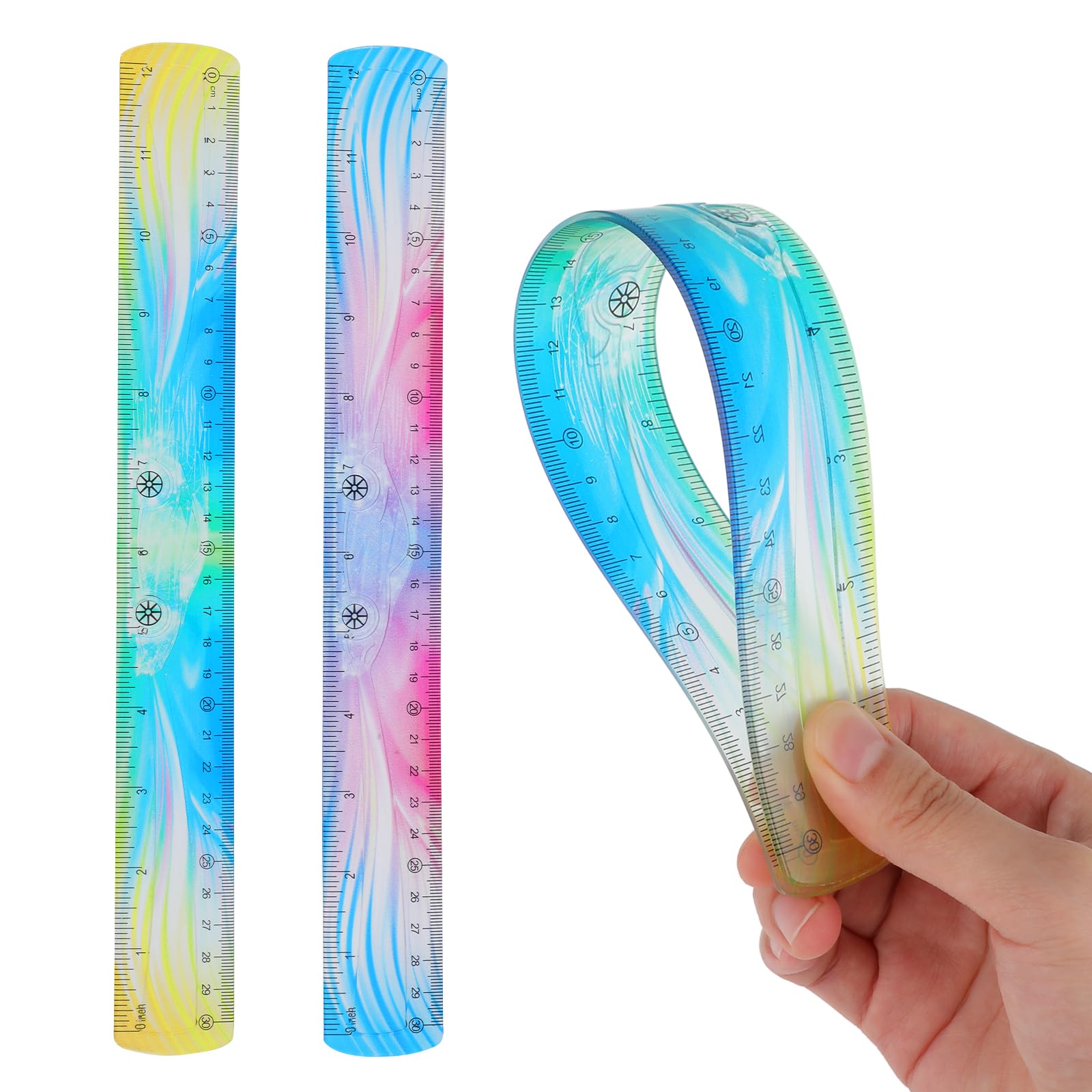 Buy DSLSQD 12 Inch Ruler, 2 Pieces Rulers for Kids Flexible Ruler ...