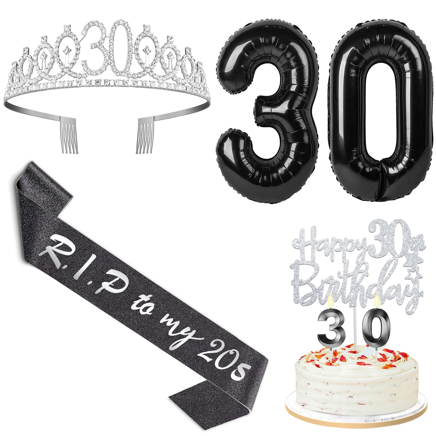 Amazon.com: RIP to My 20s Birthday Decorations with 30th Birthday Crown ...