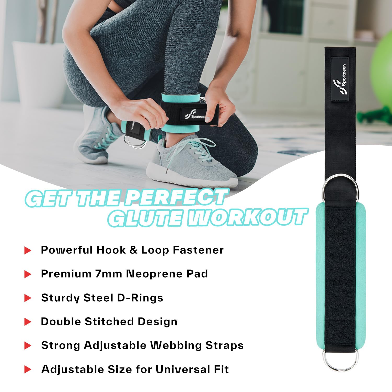 Snapklik.com : Sportneer Ankle Strap For Cable Machine Adjustable Ankle ...