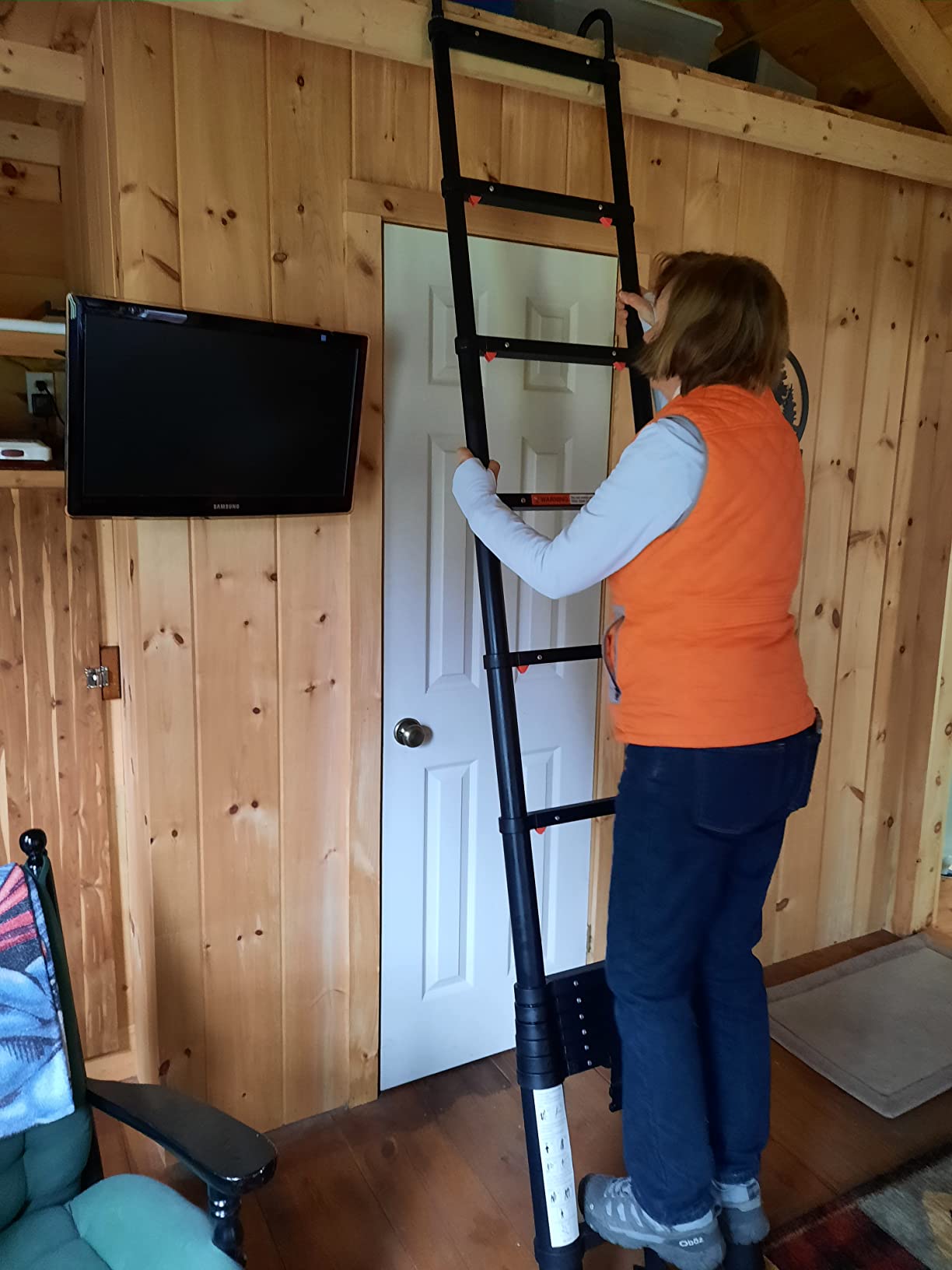 $17/mo - Finance 8.9FT Telescoping Ladder Black, Alohappy One Button ...