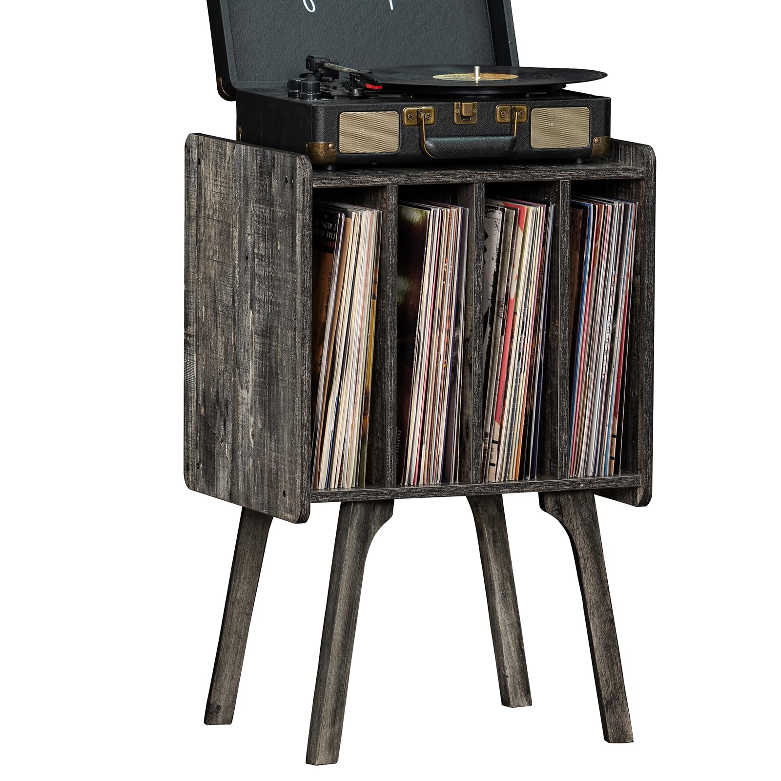 Snapklik.com : LELELINKY Record Player Stand, Dirty Grey Vinyl Storage ...