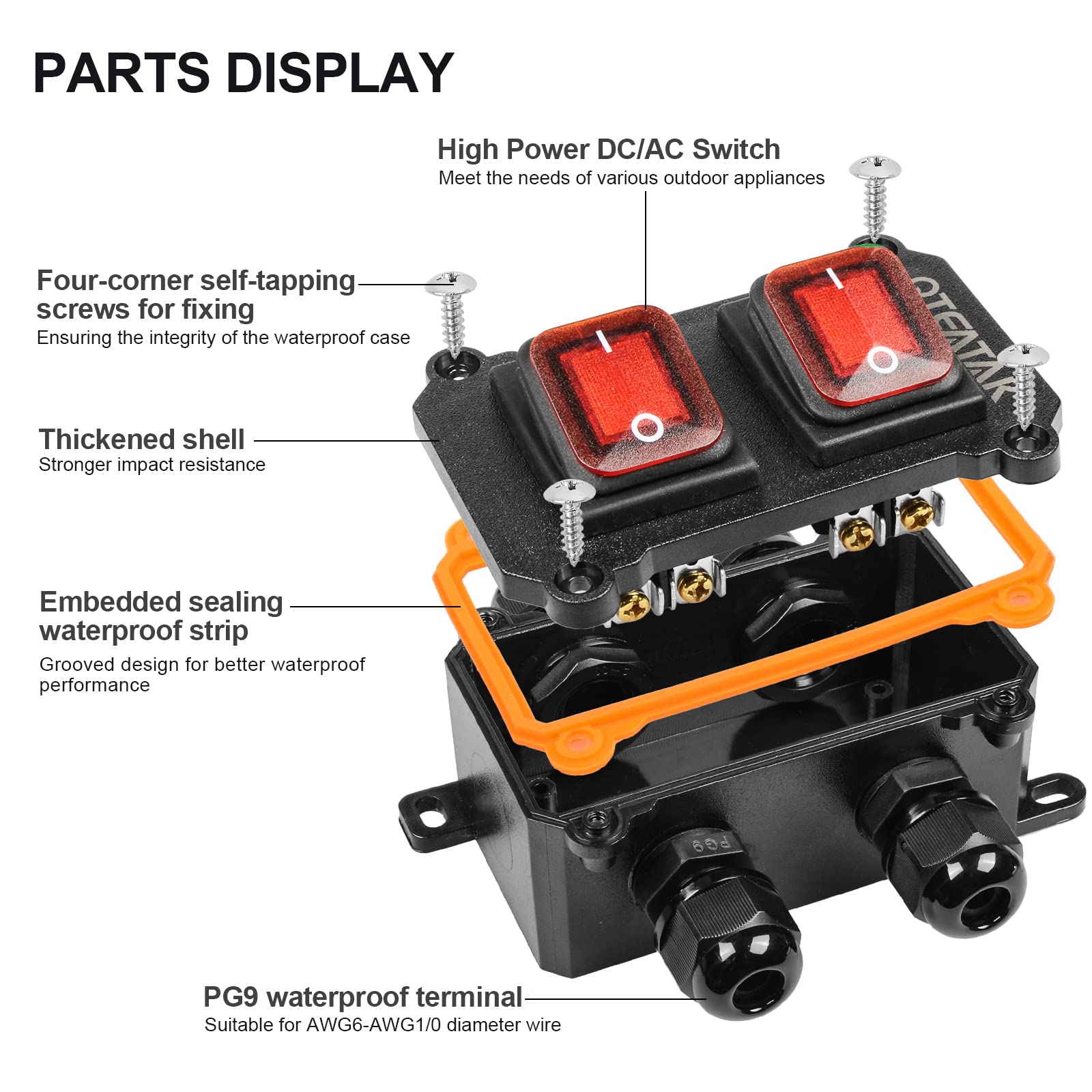 Snapklik.com : QTEATAK Inline Cord Switch DPST AC/DC 20A-125V,16A-250V ...