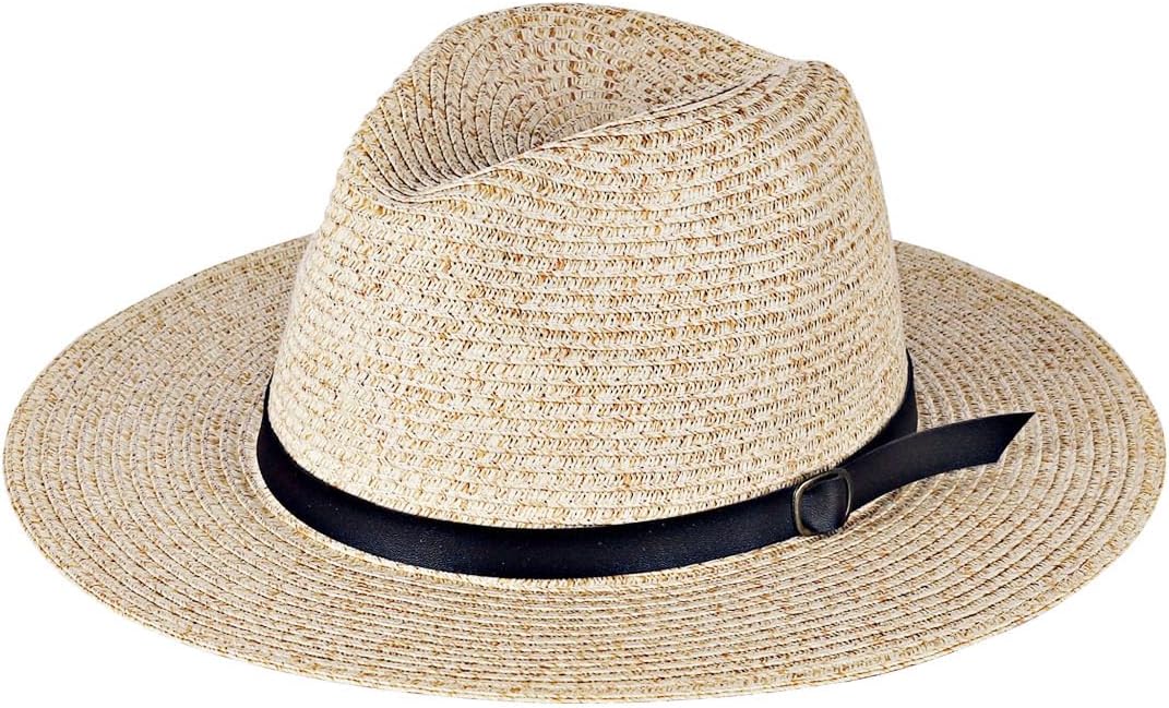 HONCO DIRECT Womens Mens Wide Brim Straw Panama Hat Fedora Summer Beach ...