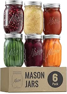 Amazon.com: ELAORY Classic 16 Oz Mason Jars, 6 Pack Canning Jars, Regular Mouth, Airtight & Leak ...