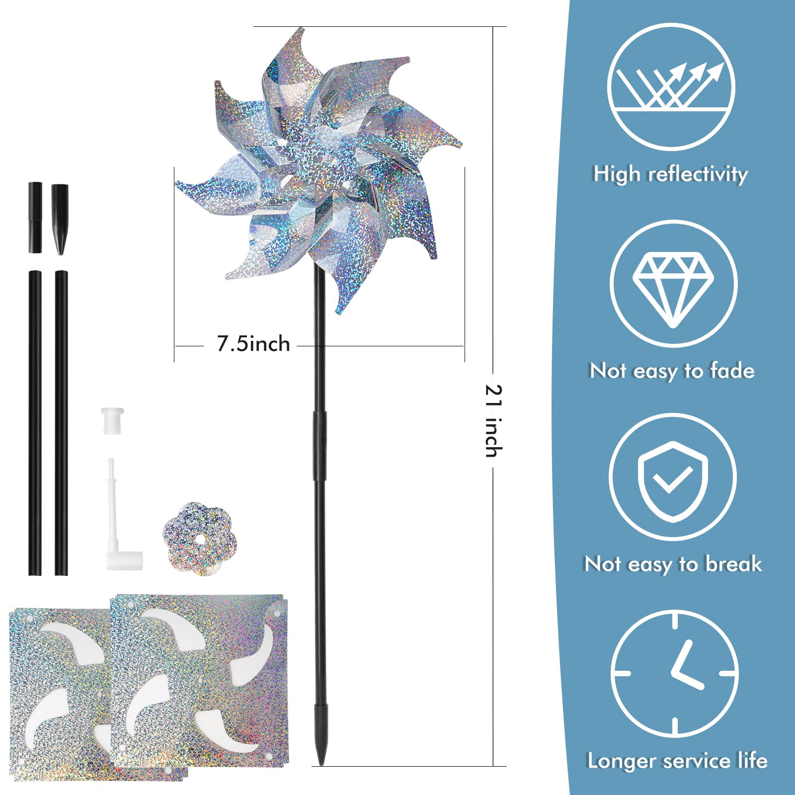 Snapklik.com : Reflective Pinwheels 10pack,Wind Spinners Outdoor Bird ...