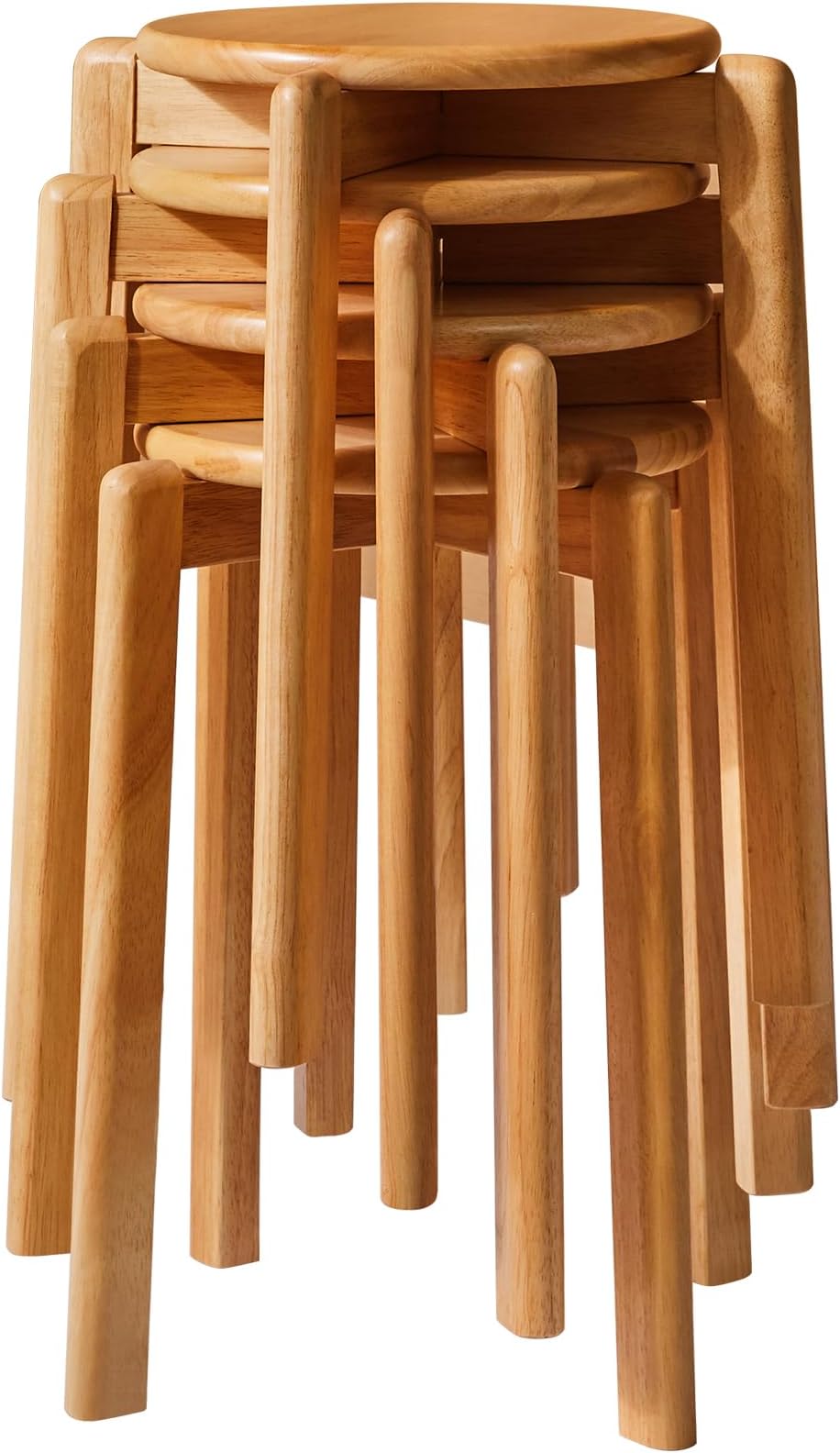 YMYNY 4pcs Solid Wood Round Stool, Shoes change Stool, Dressing Stool ...