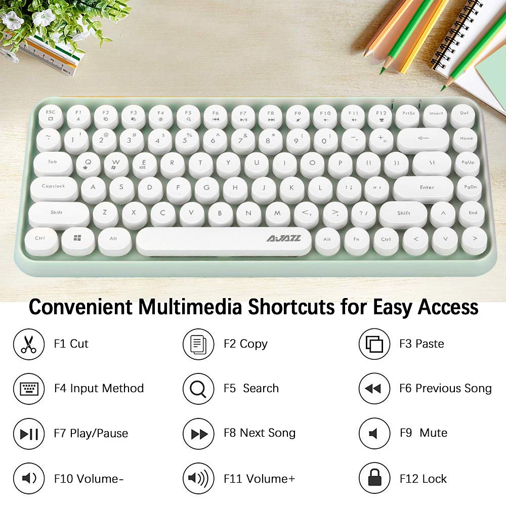 Buy Felicon 308i Retro Wireless Keyboard Bluetooth Silent Cute Computer Keyboard With Round