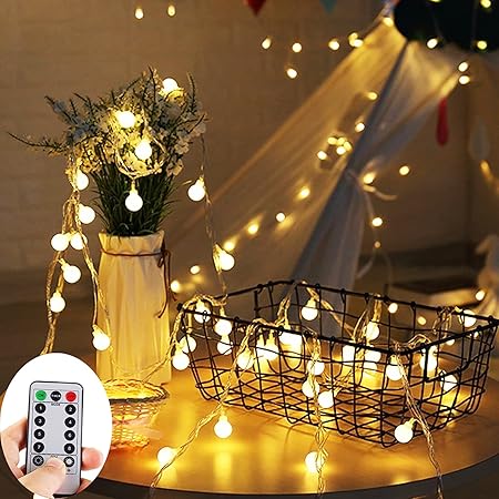 33 FT 80 LED Battery Operated Globe Ball String Lights Fairy String ...